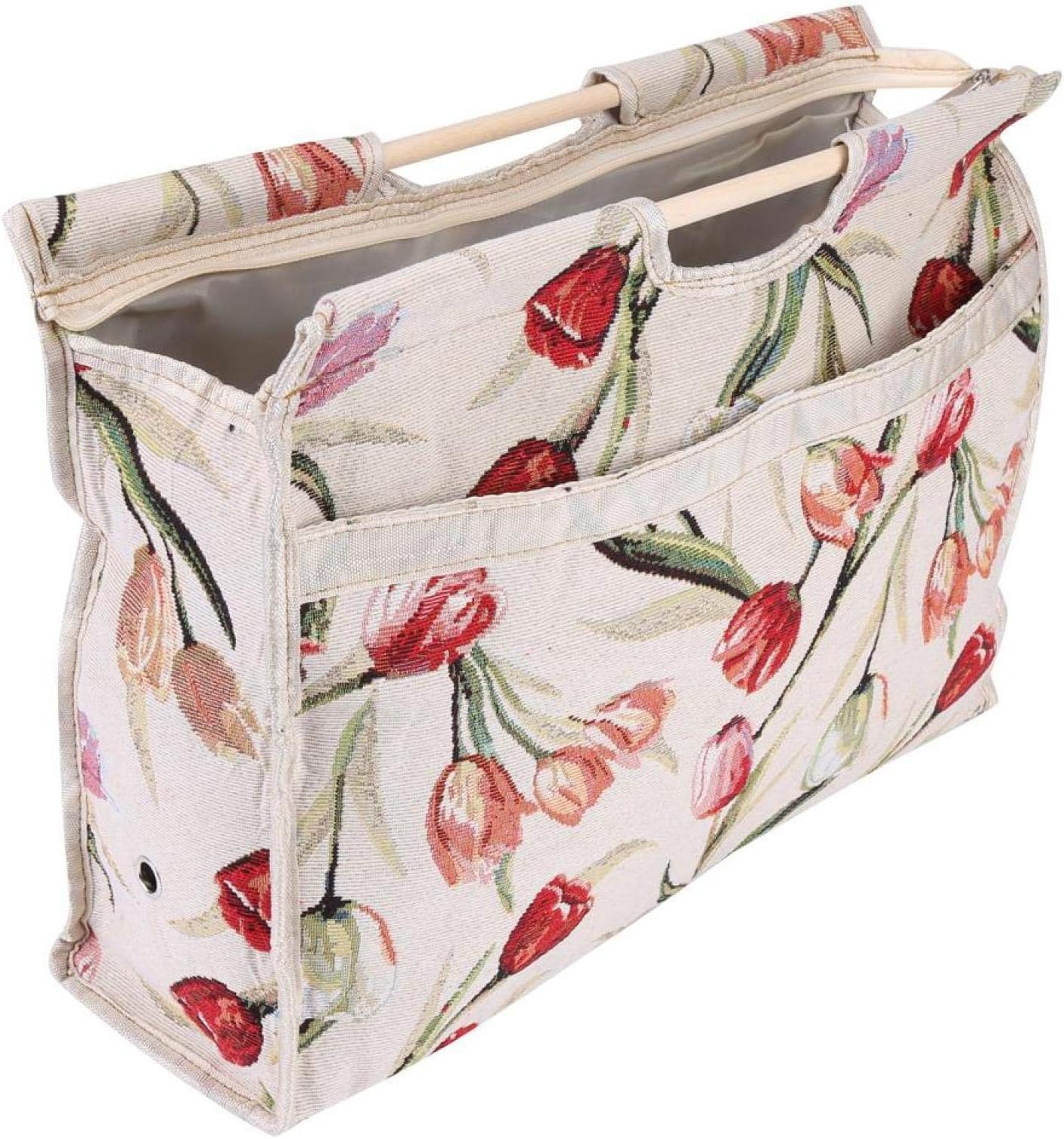 Agatige Knitting Organizer,Exquisite Wood Handle Fabric Knitting Bag ...