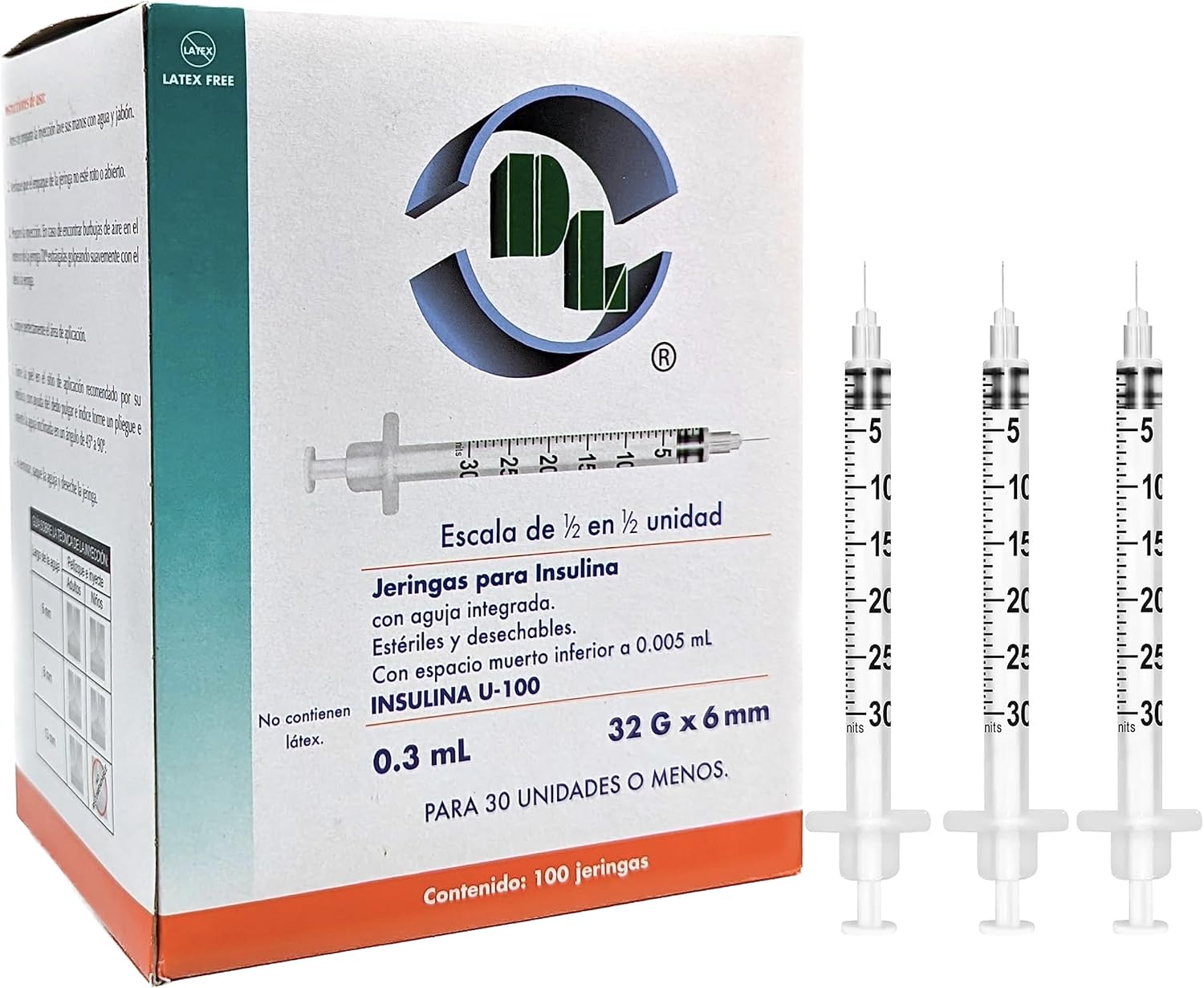 Caja De 100 Jeringas Para Insulina 0.3 Ml Con Aguja 32 G X 6 Mm Unibody : Amazon.com.mx: Salud y ...