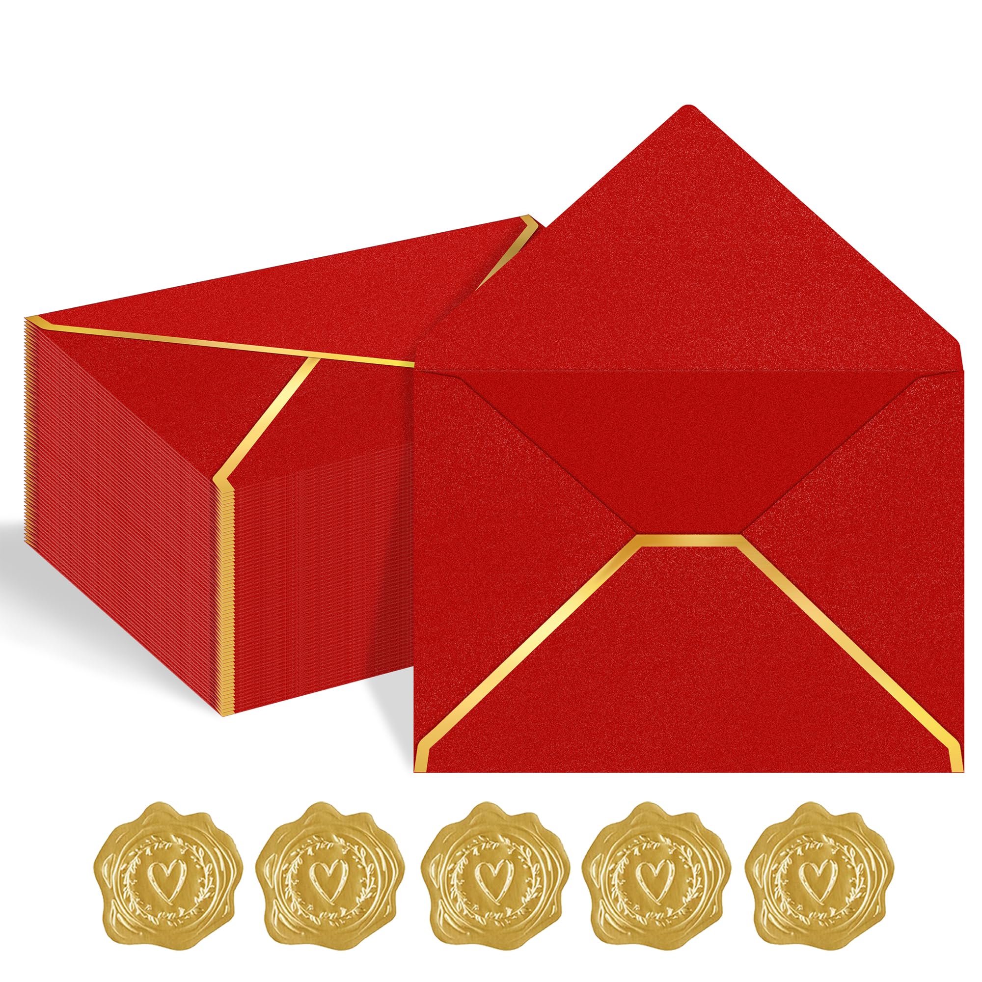 Amazon.com : AVERZELLA 60 Pack Gold Envelopes 5x7 Bluk Red, 250G ...