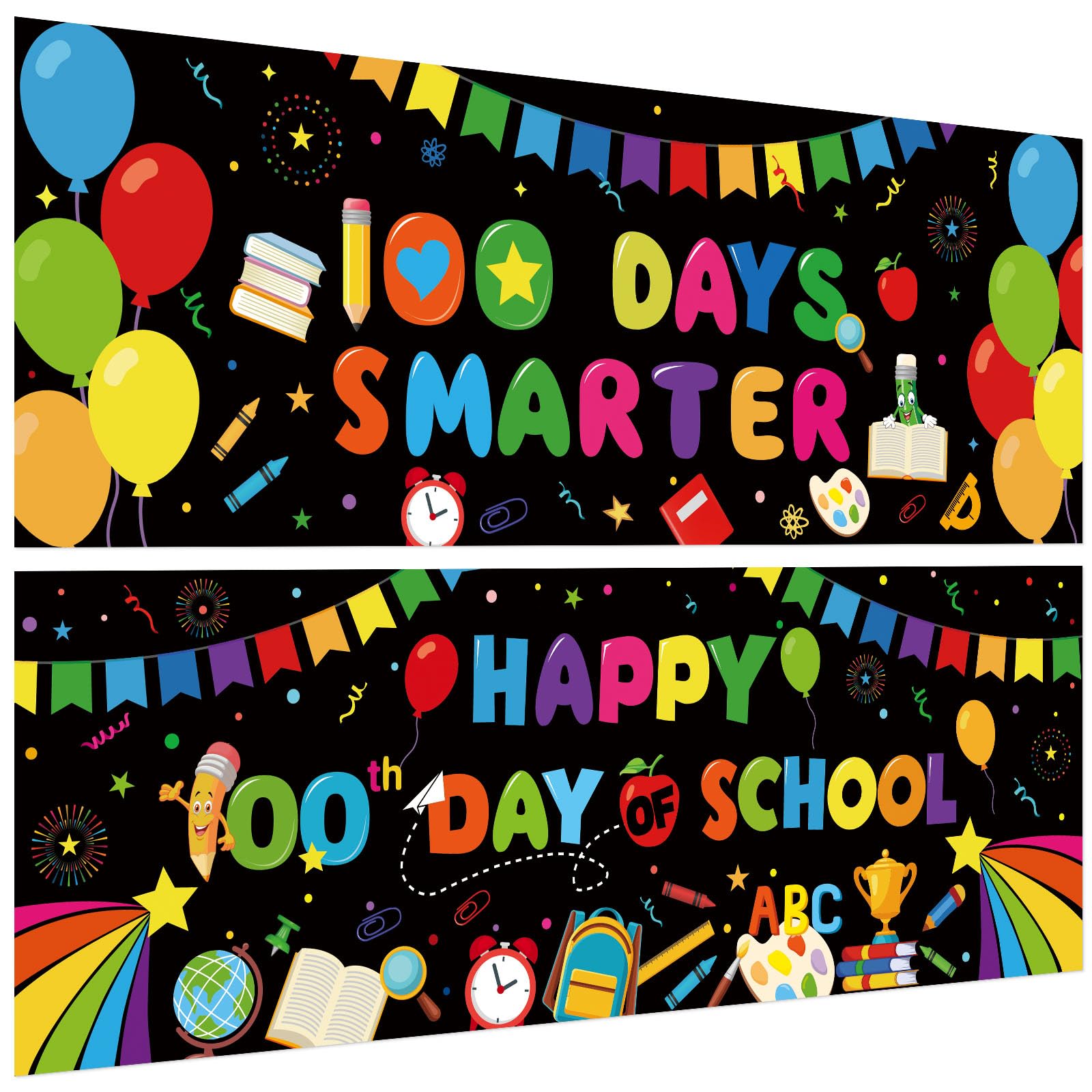 Amazon.com: 2 Pcs 100 Days of School Decorations 100th Day of School ...