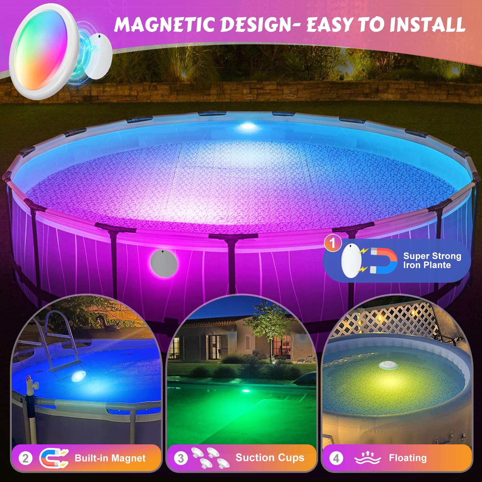 Snapklik.com : Rechargeable Submersible Pool Lights, Pool Lights For ...