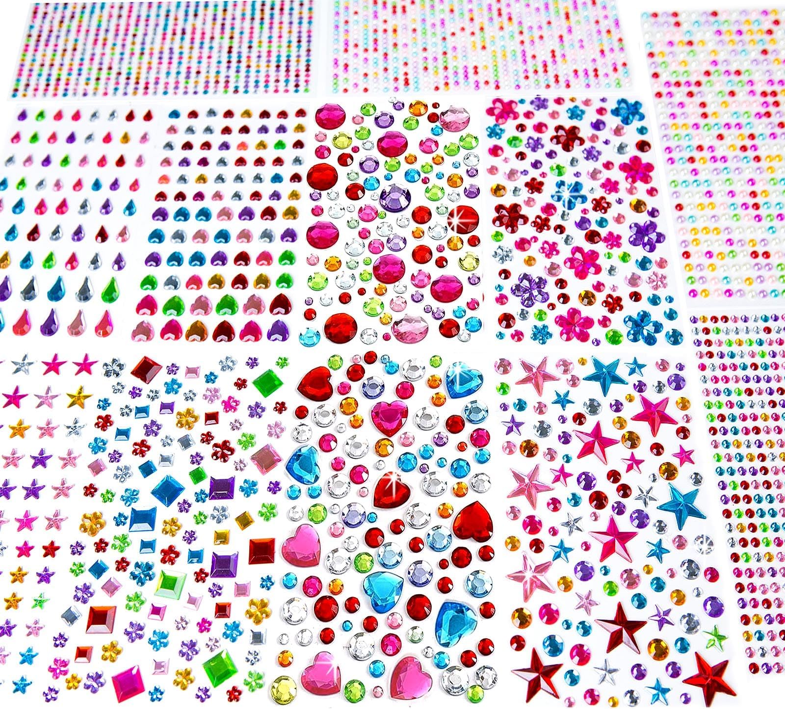 Amazon.com: 2774PCS Gem Stickers, Self Adhesive Gems for Crafts ...