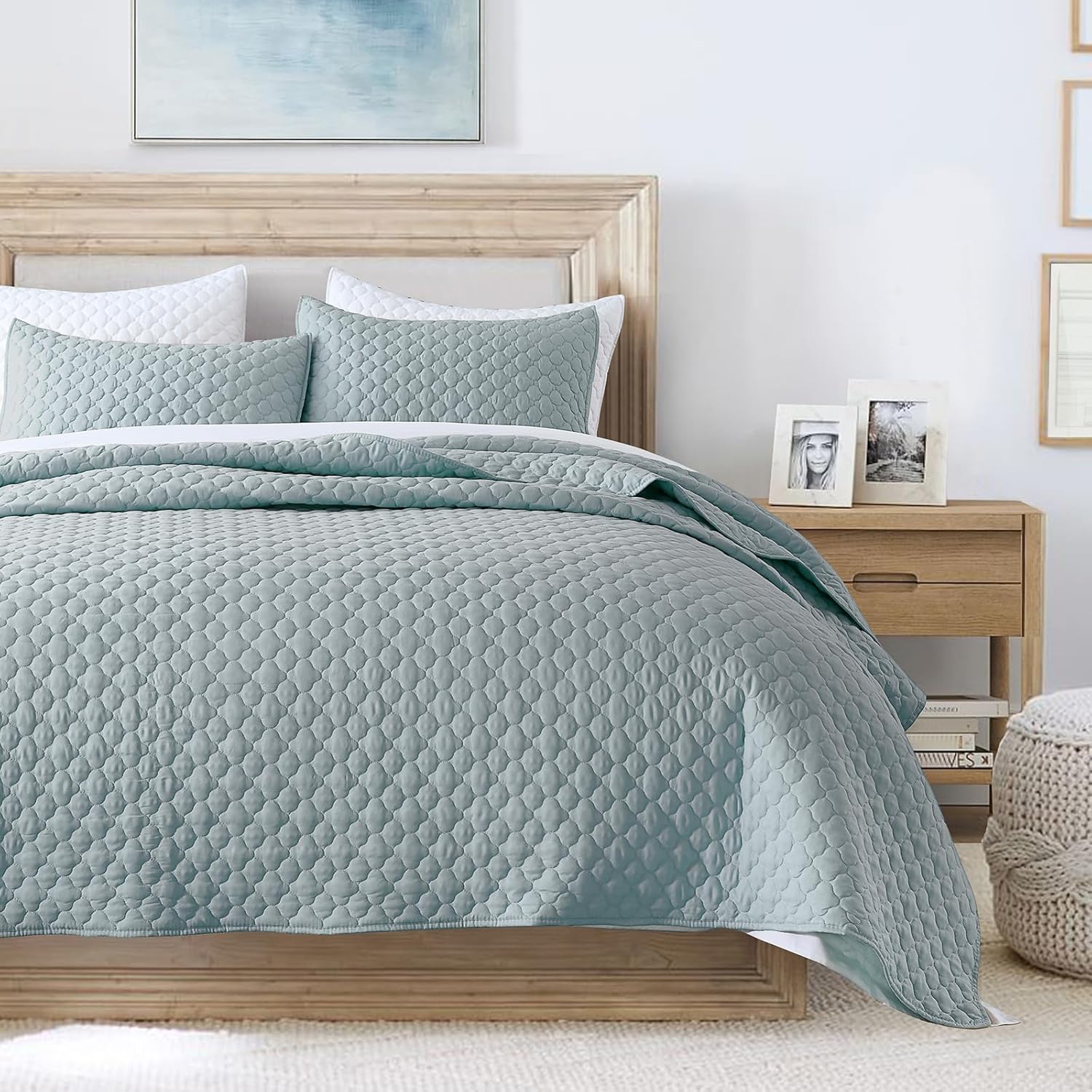 Amazon.com: HORIMOTE HOME Quilt Queen Size Chambray Blue, Lightweight ...