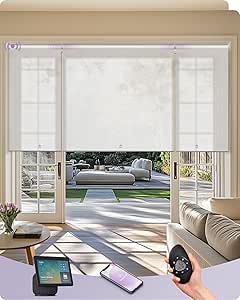 Amazon.com: Graywind Smart Coupled Roller Shades Compatible with Alexa Google Custom Size Solar ...