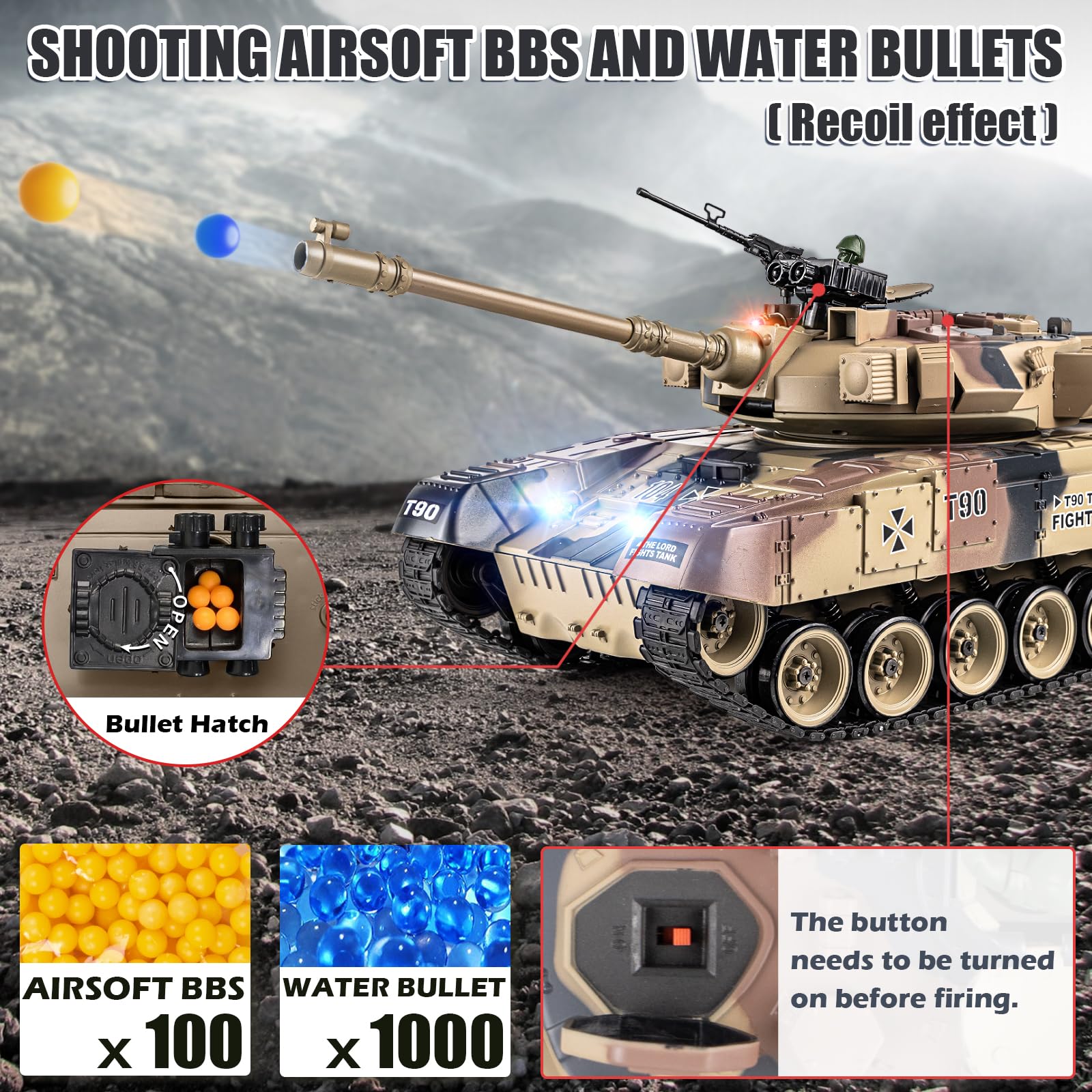 Snapklik.com : Supdex 1:18 RC Tank, 24Ghz Russian T-90 Remote Control ...