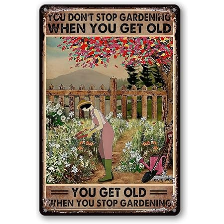Amazon.com : Garden Sign Vintage Gardening Metal Sign Life Is Better In ...