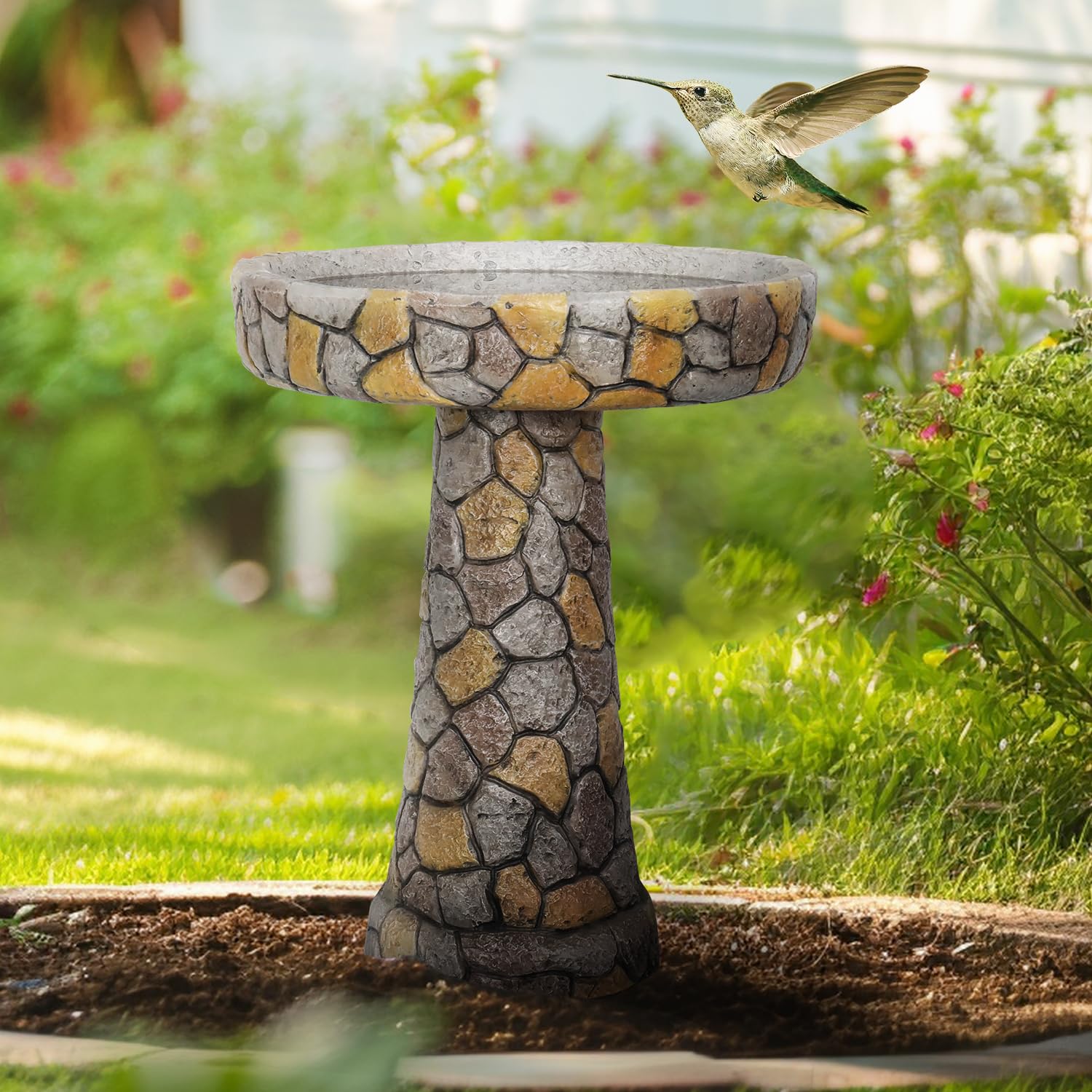 Amazon.com: SKYFIRE Stone Like Outdoor Bird Bath - Concrete ...