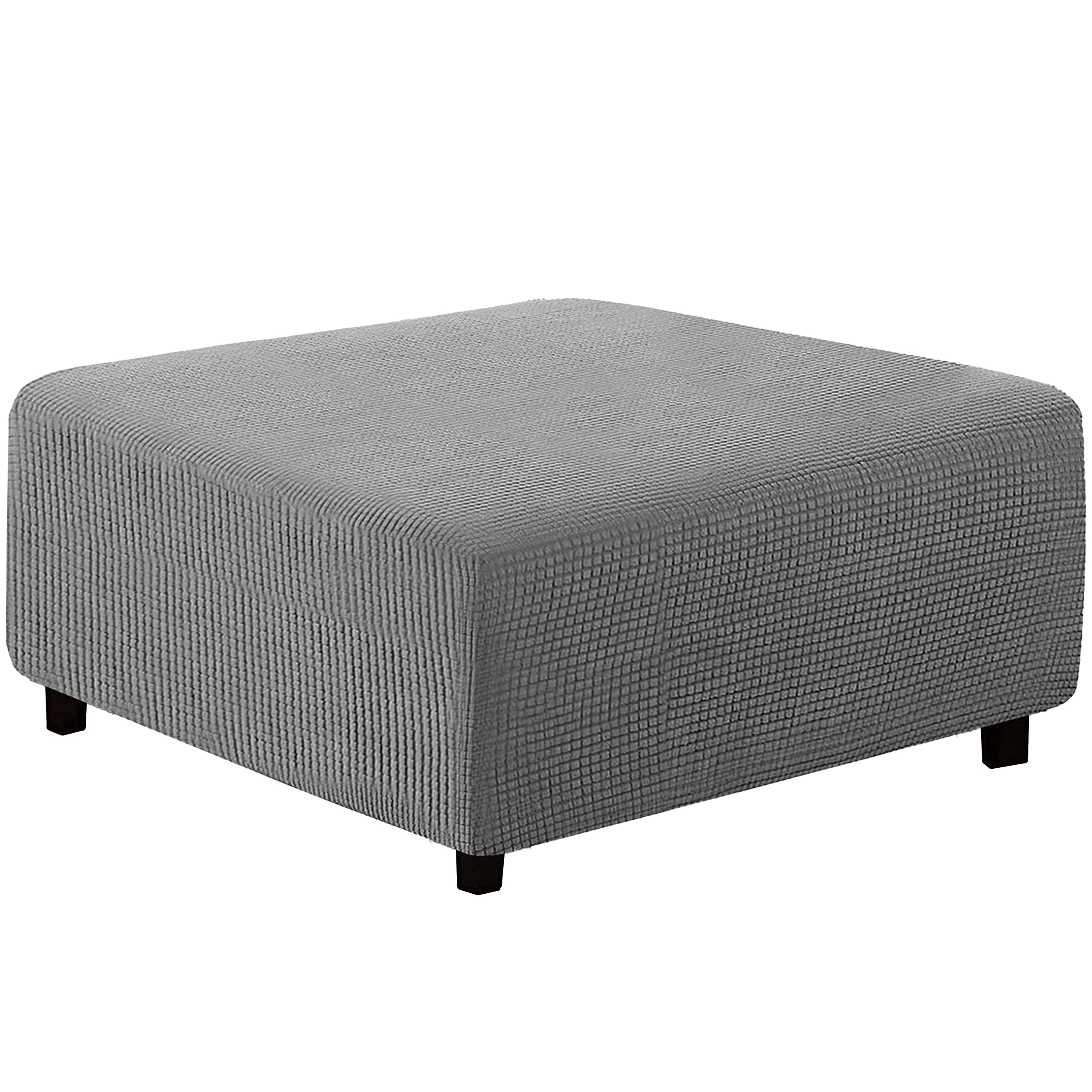 qiden Square Footstool Cover Jacquard Plush Thicker Large Stretch ...