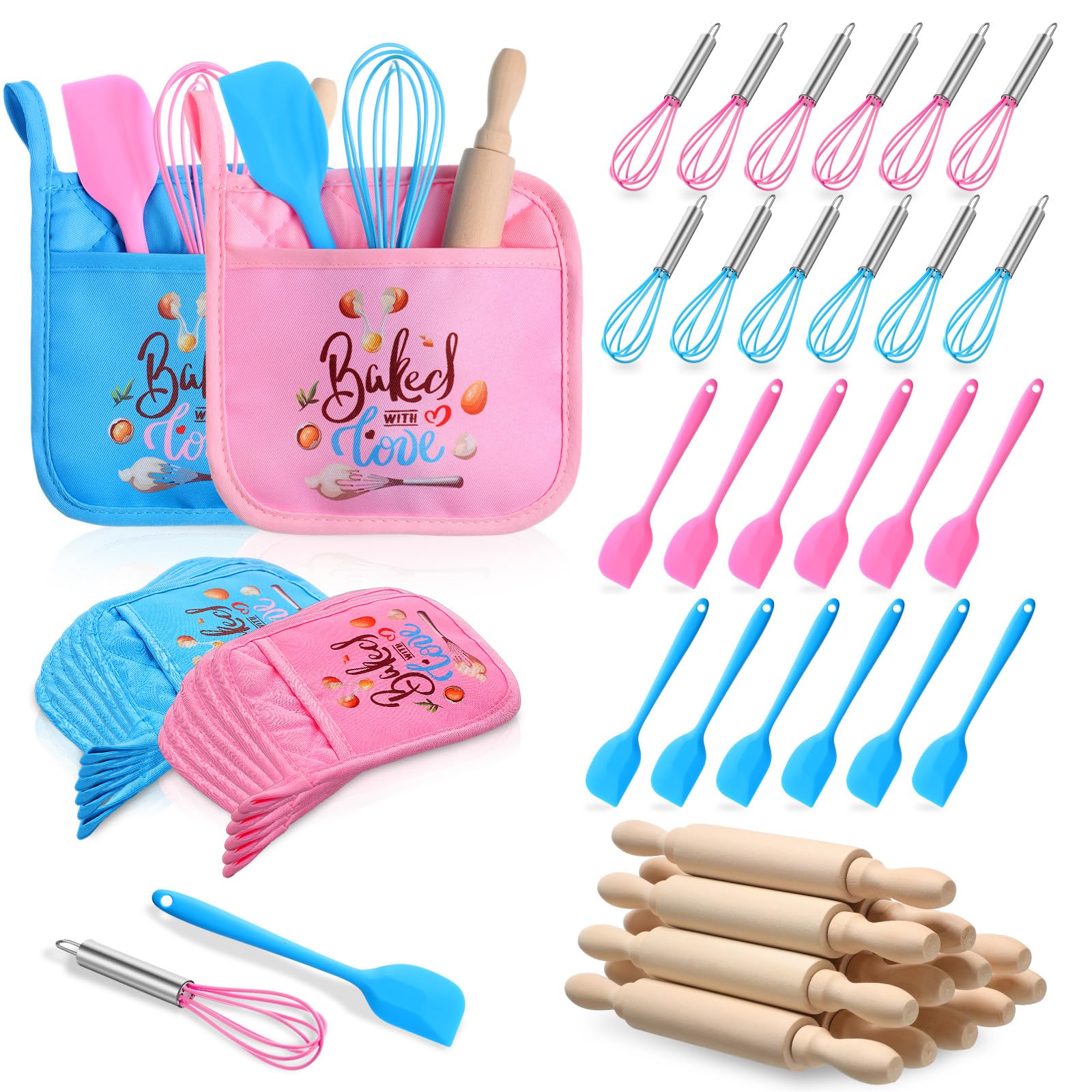 Amazon.com: RoundFunny 48 Pcs Kids Baking Supplies for Real Cooking ...
