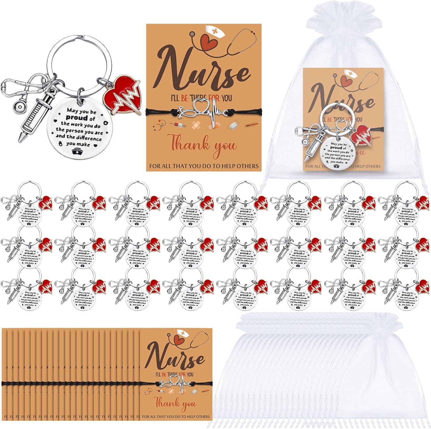 Amazon.com: Aurelema 96 Pcs Nurse Gifts Bulk Nurse Keychain Week Gifts ...