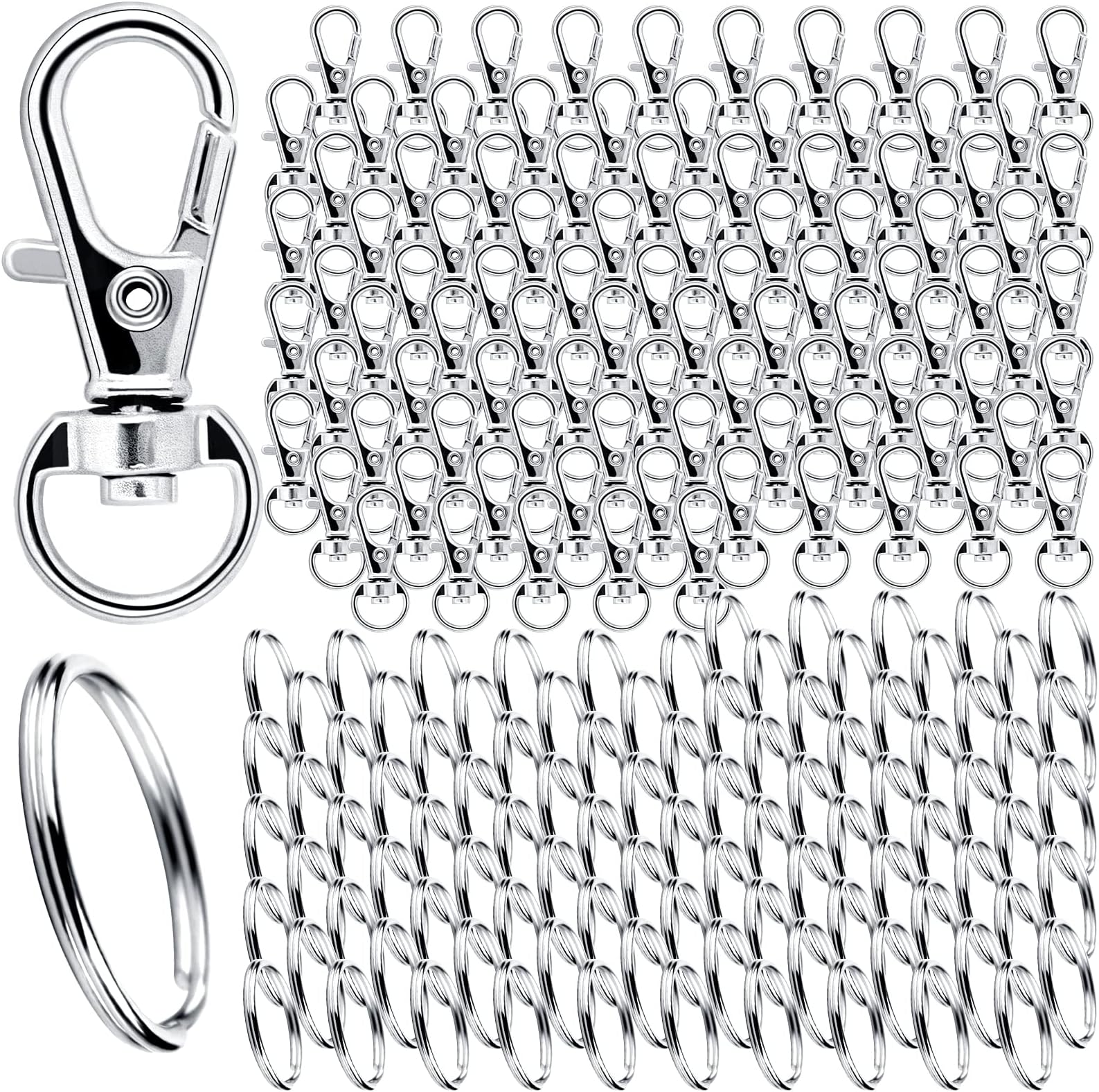 Mousqueton Porte Clef Métal 160 Pièces Anneaux Porte Clé, Attache Porte ...