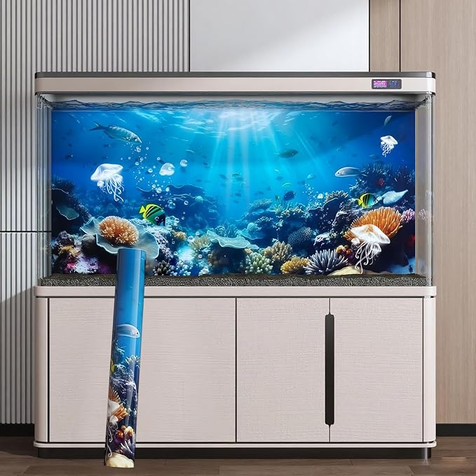 Amazon.com: Aquarium Background Static Cling, Underwater Coral World ...