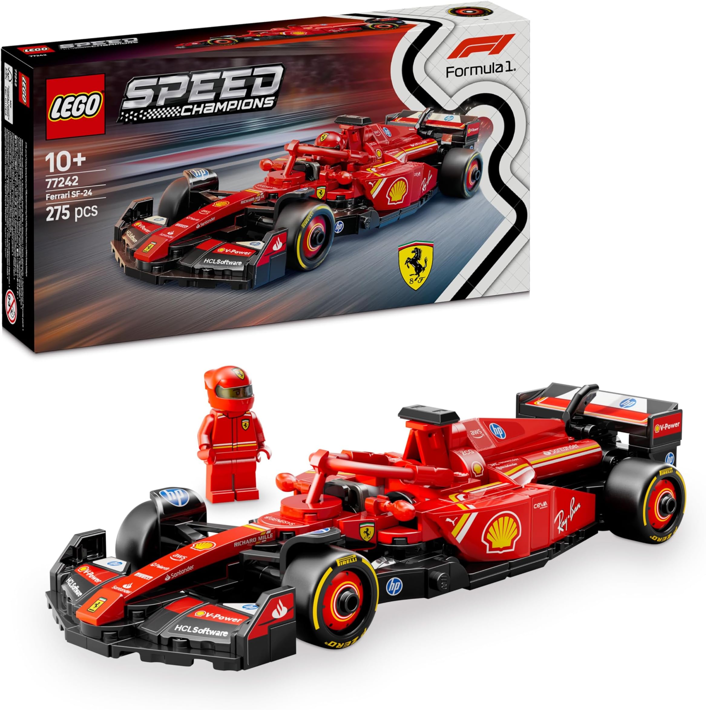 LEGO Speed Champions Ferrari SF-24 F1 Race Car Driver Set 77242 ...