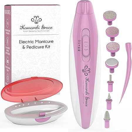Amazon.com: Electric Nail File Manicure & Pedicure Set: 2-Speed Battery ...