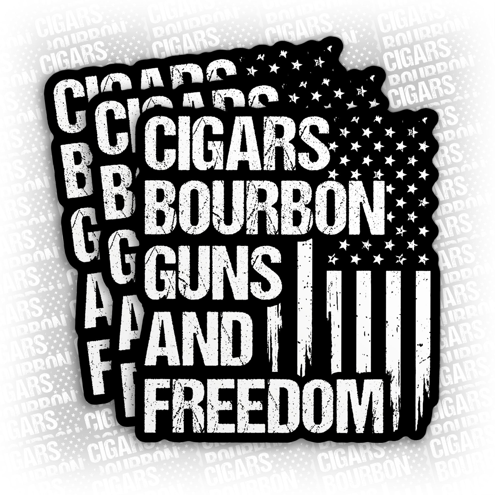 Amazon.com - (3Pcs) Cigars Bourbon Guns and Freedom Sticker American ...