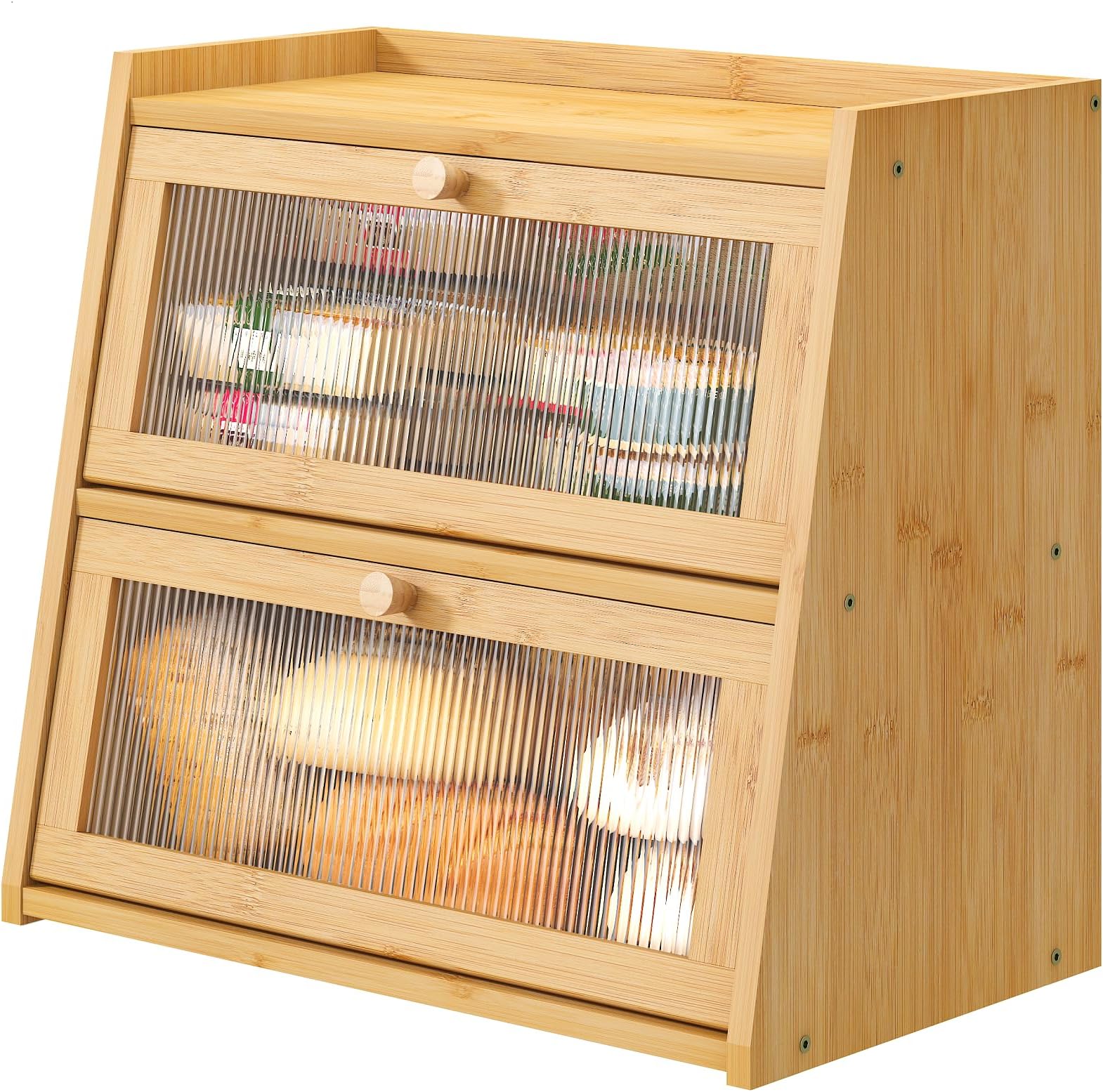 Amazon.com: viewcare Bread Box for Kitchen Counter, Double Layer Large ...