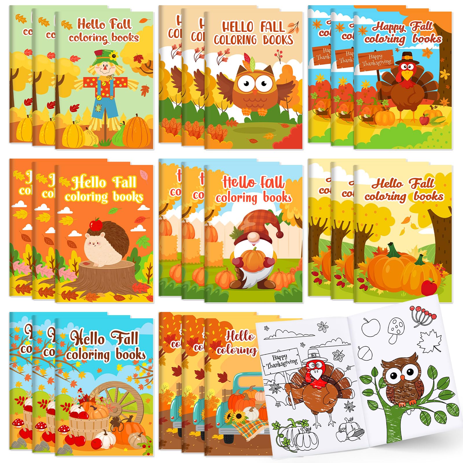 Amazon.com: Containlol 48 Pcs Fall Coloring Books Thanksgiving Mini ...