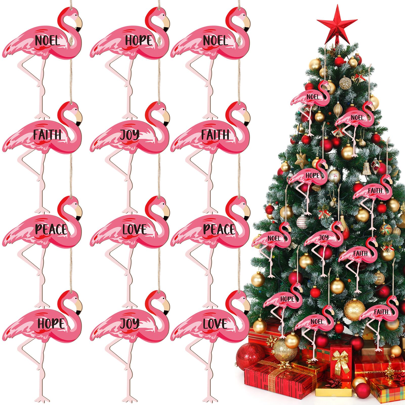 Amazon.com: Bucherry 24 Pcs Flamingo Christmas Tree Ornament Pink ...