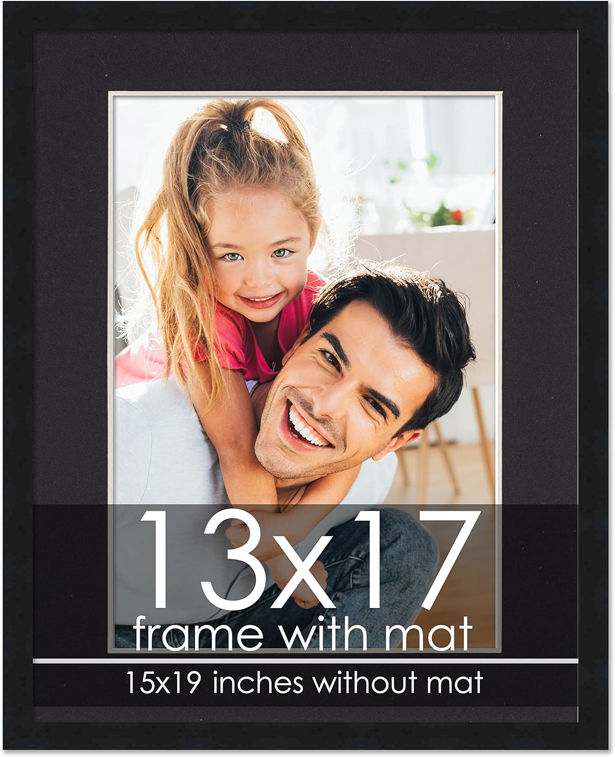 Amazon.com - 13x17 Frame with Mat - Black 15x19 Frame Wood Made to ...