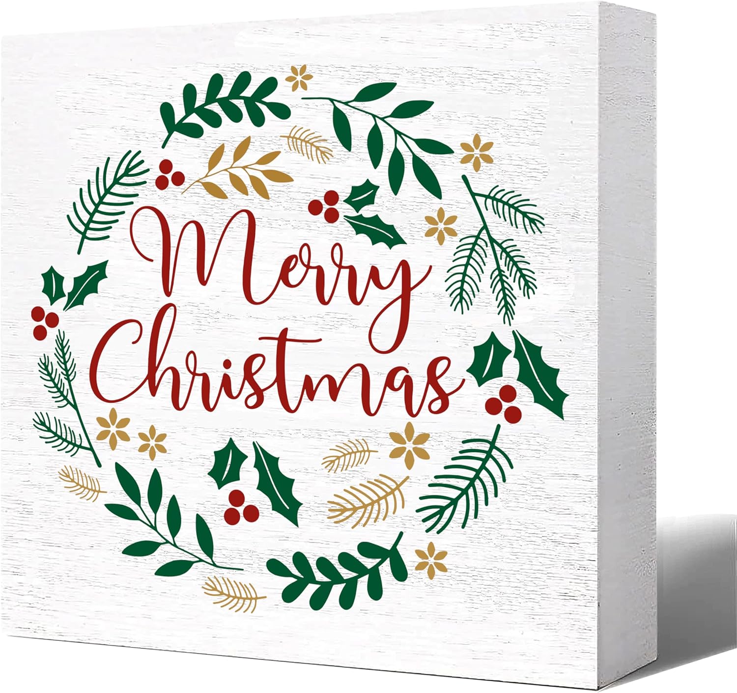 Amazon.com : DOFAFALA Merry Christmas Wreath Pattern Rustic Style ...