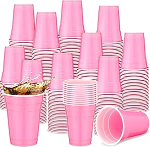 Amazon.com: Zubebe 200 Pcs 16oz Pink Cups Bulk Plastic Matte Disposable ...