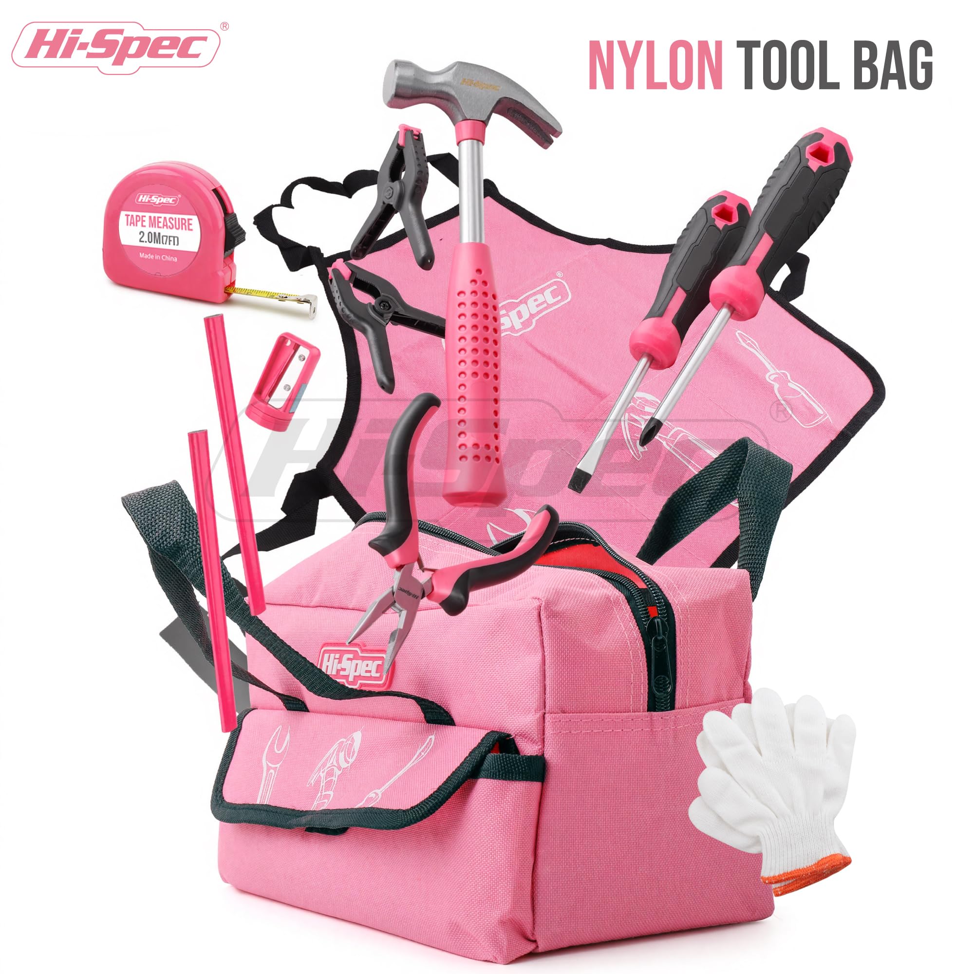 Snapklik.com : Hi-Spec 18pc Pink Kids Tool Kit Set & Child Size Tool ...