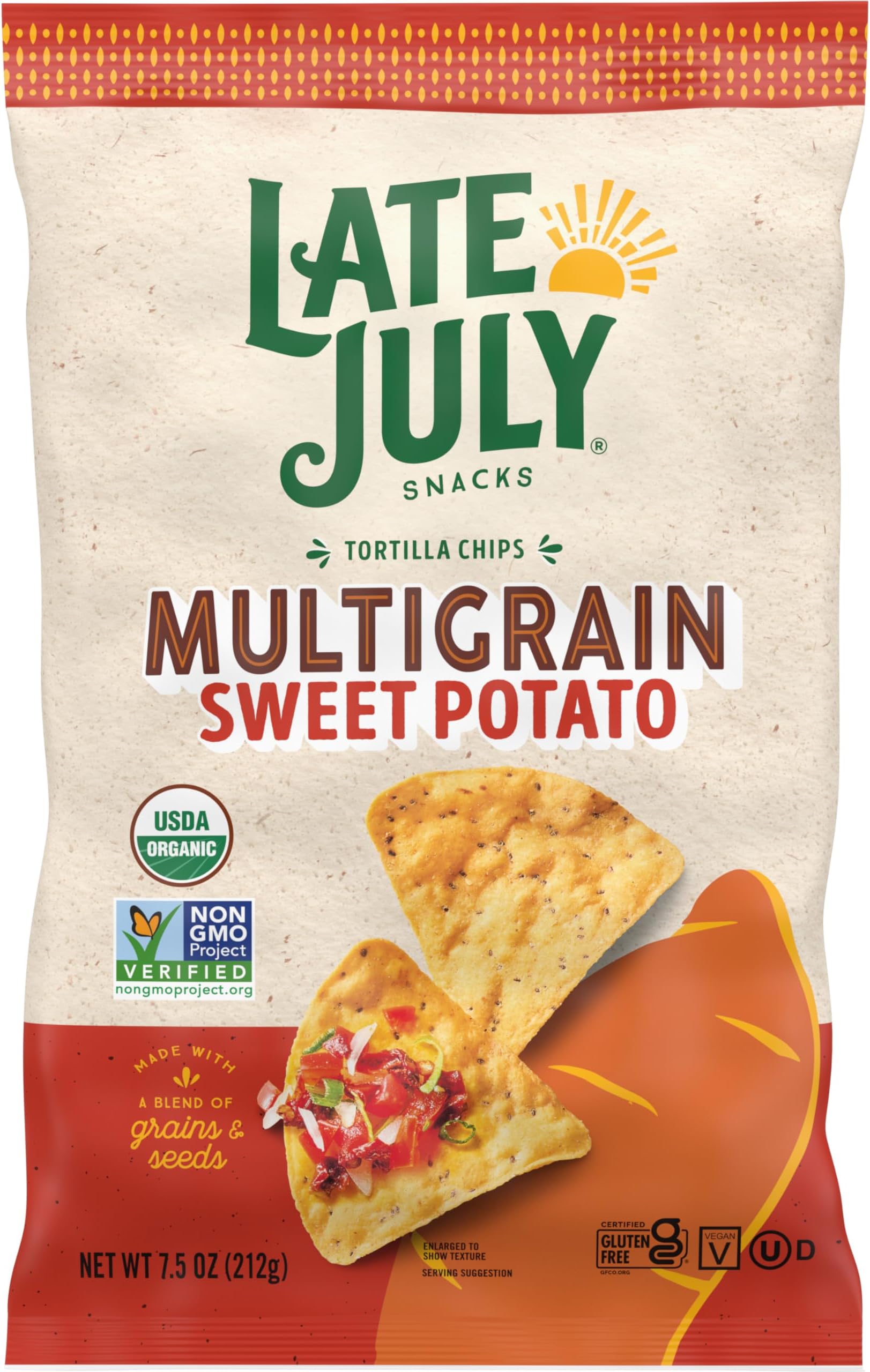 Amazon.com: Late July Snacks Nacho Cheese Tortilla Chips, 7.8 oz Bag ...