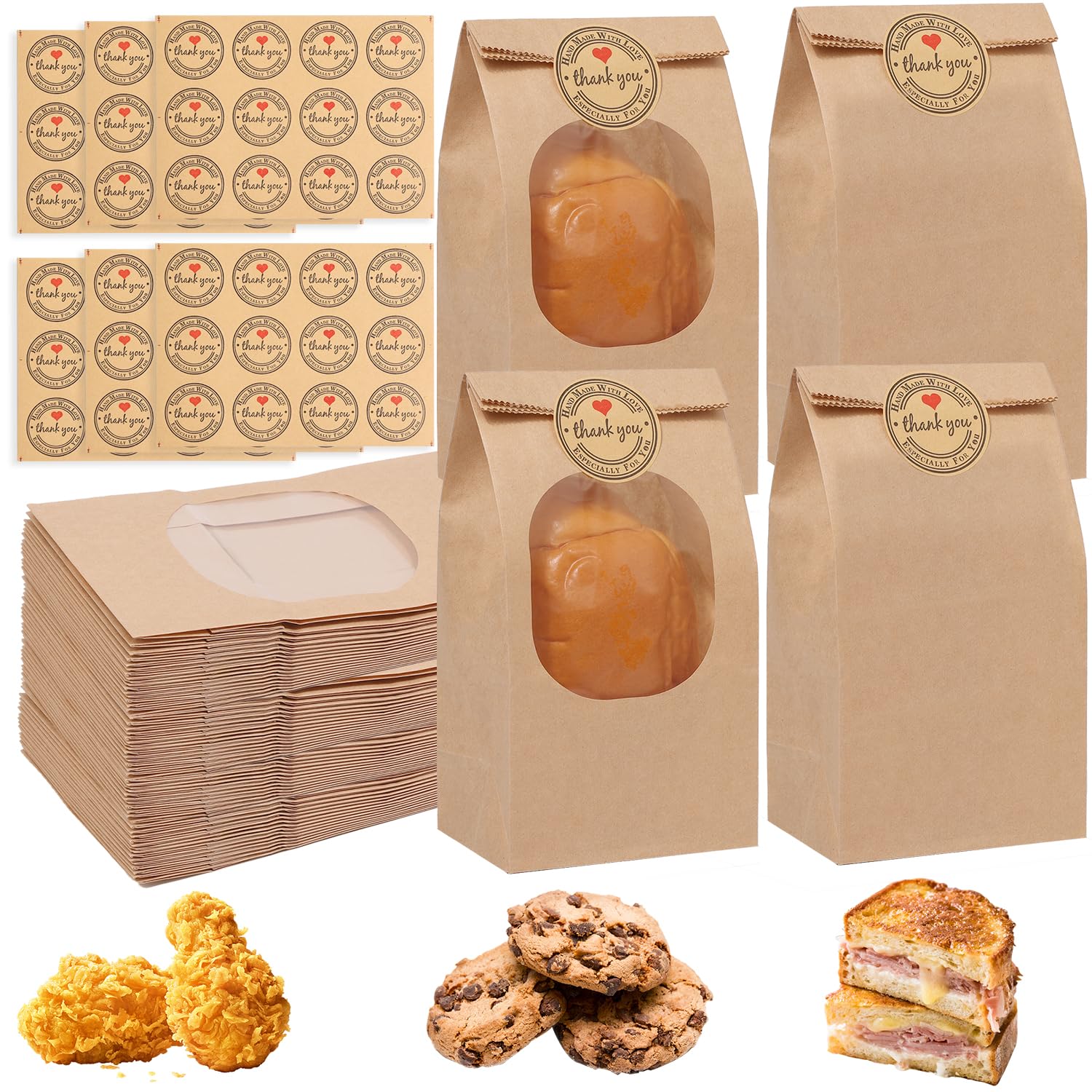 Amazon.com: Sublaga 70Pcs Bakery Bags with Window, 3.54x2.36x6.7" Bread ...