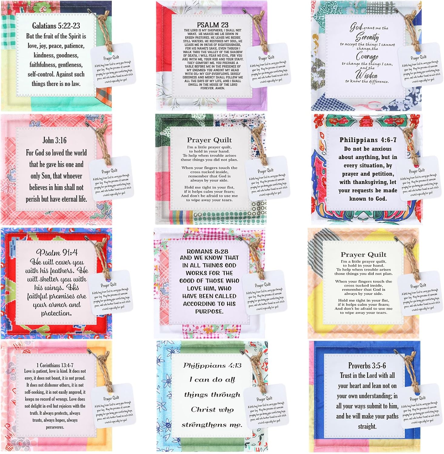 Amazon.com: FuWeave 24 Pack Pocket Prayer Quilts with Cross Inside ...
