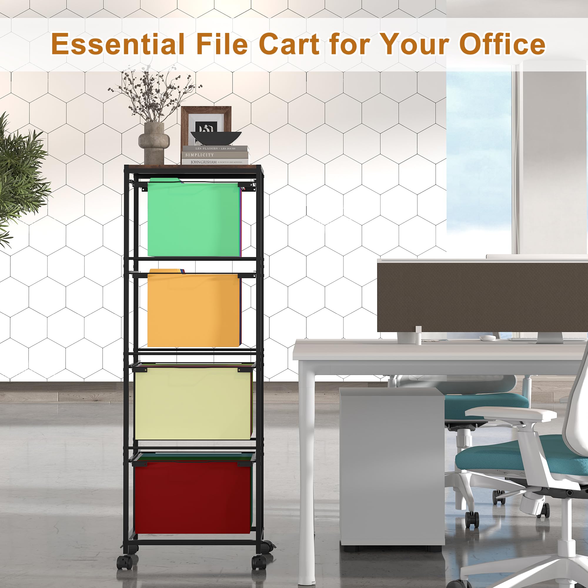 Snapklik.com : EasyPAG 4 Tier Rolling File Cart On Wheels Pull-Out ...