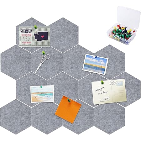 Yoillione Pin Board Hexagon Felt Board Tiles Self Adhesive Notice Board ...