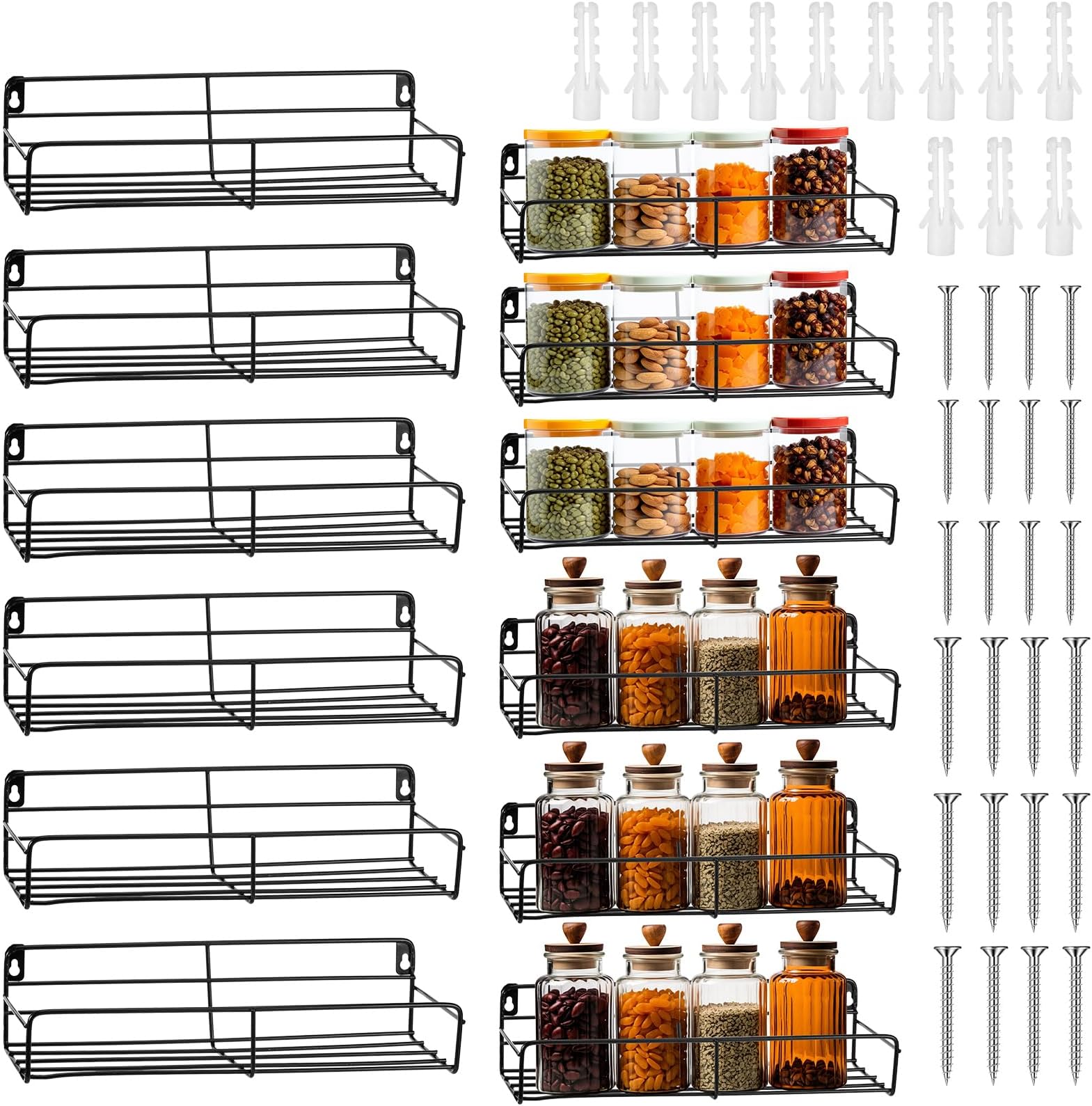 Amazon.com: 4 Tier Spice Rack - Cabinet Door and Wall Mountable Spice ...