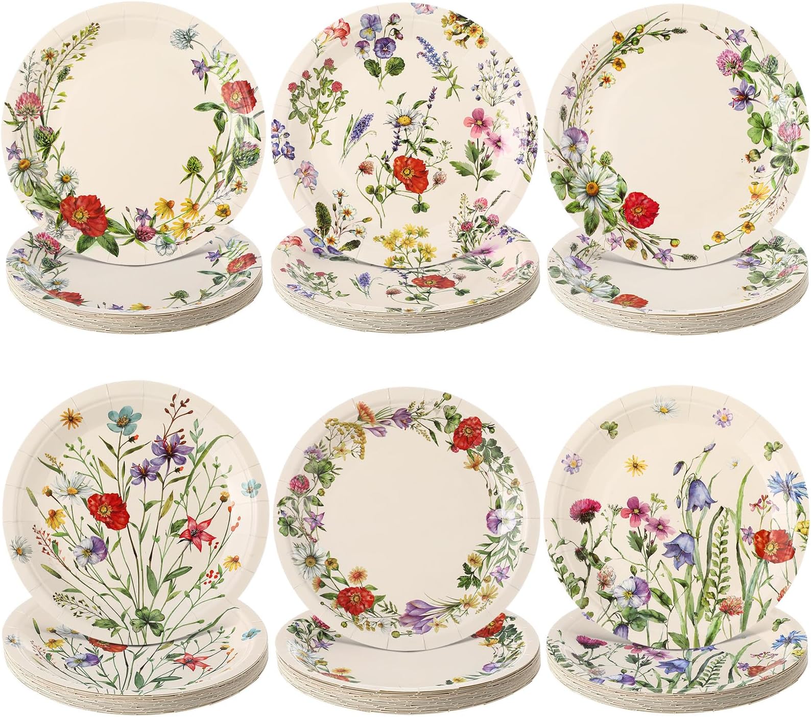 Amazon.com: AimFun Wildflower Party Plates 9" Floral Paper Plates ...
