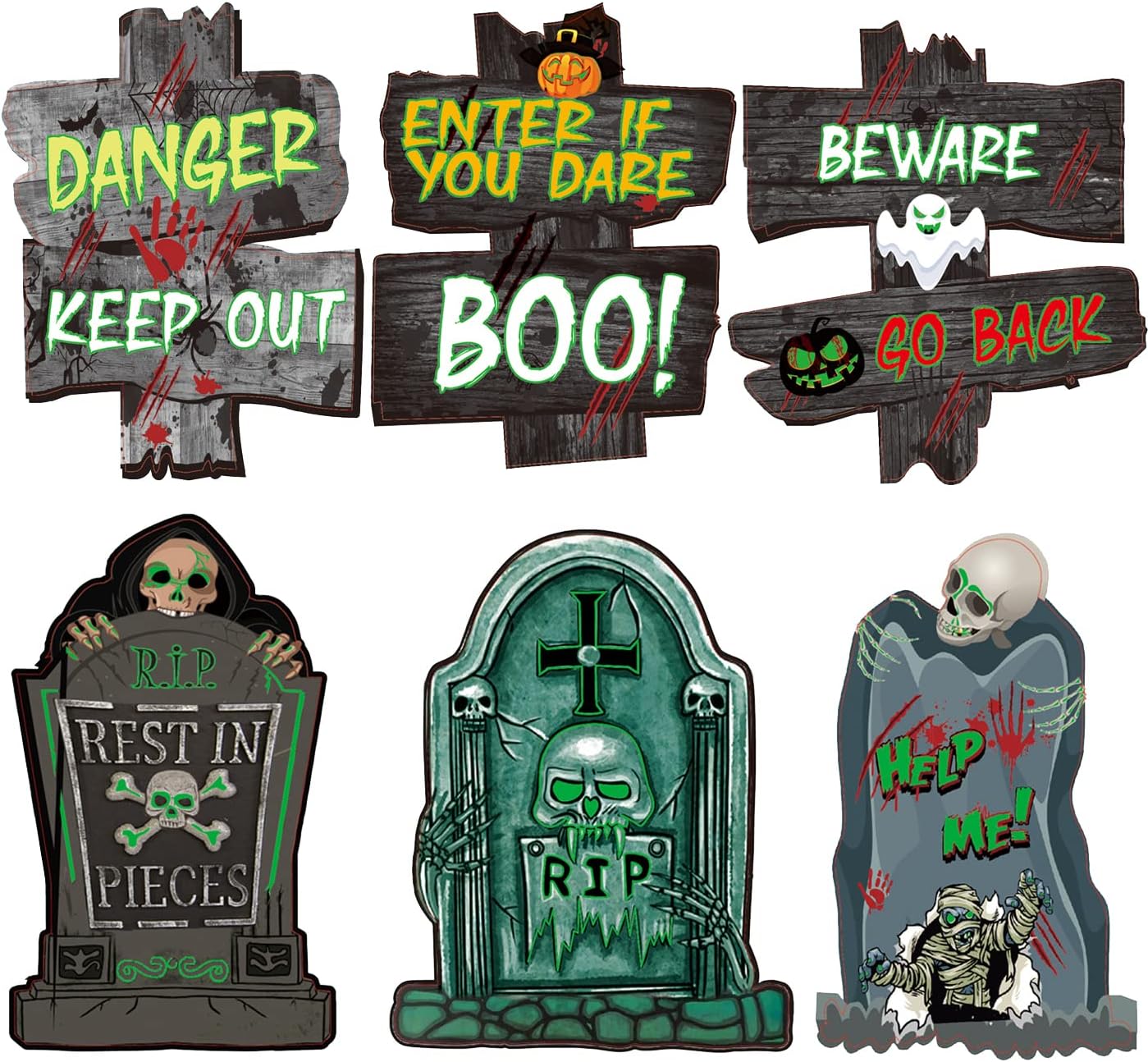 Amazon.com : SCNWQ Halloween Luminous Graveyard Tombstones RIP ...