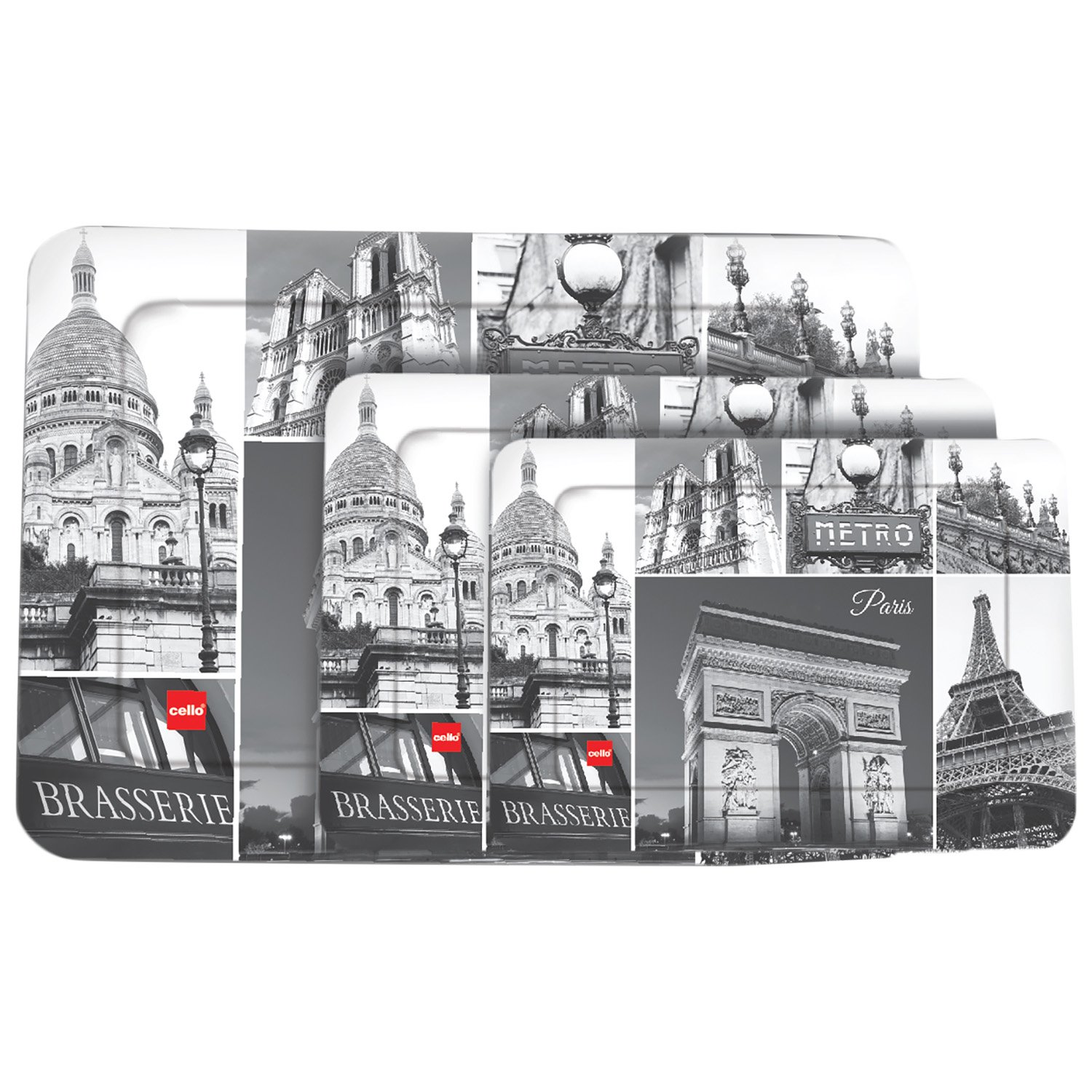 Cello Printed Melamine Serving Tray in Home and Kitchen, Pack of 3 ...