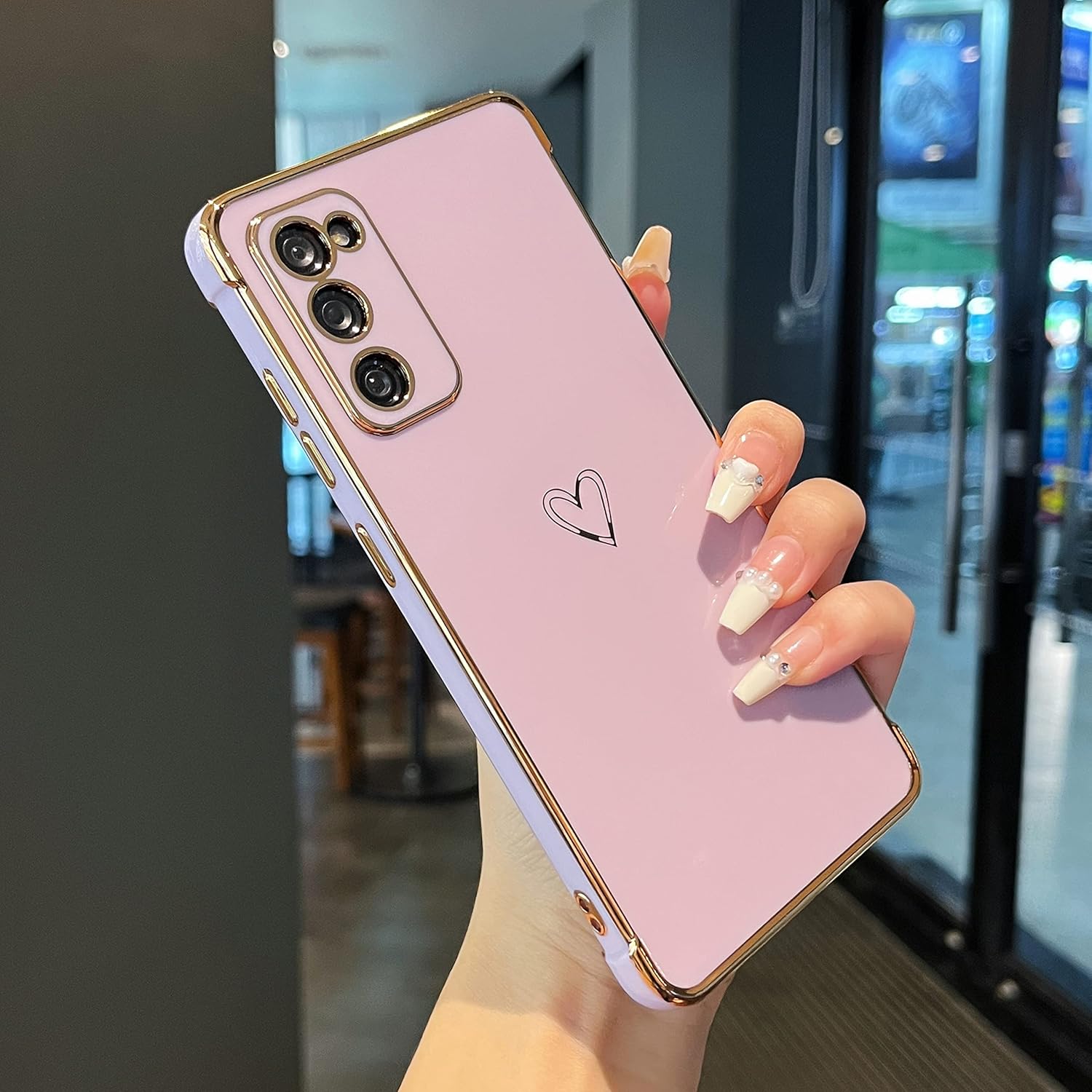 Amazon.com: ZTOFERA Designed for Samsung Galaxy S20 FE 5G Case,Cute Plating Edge Love Hearts ...