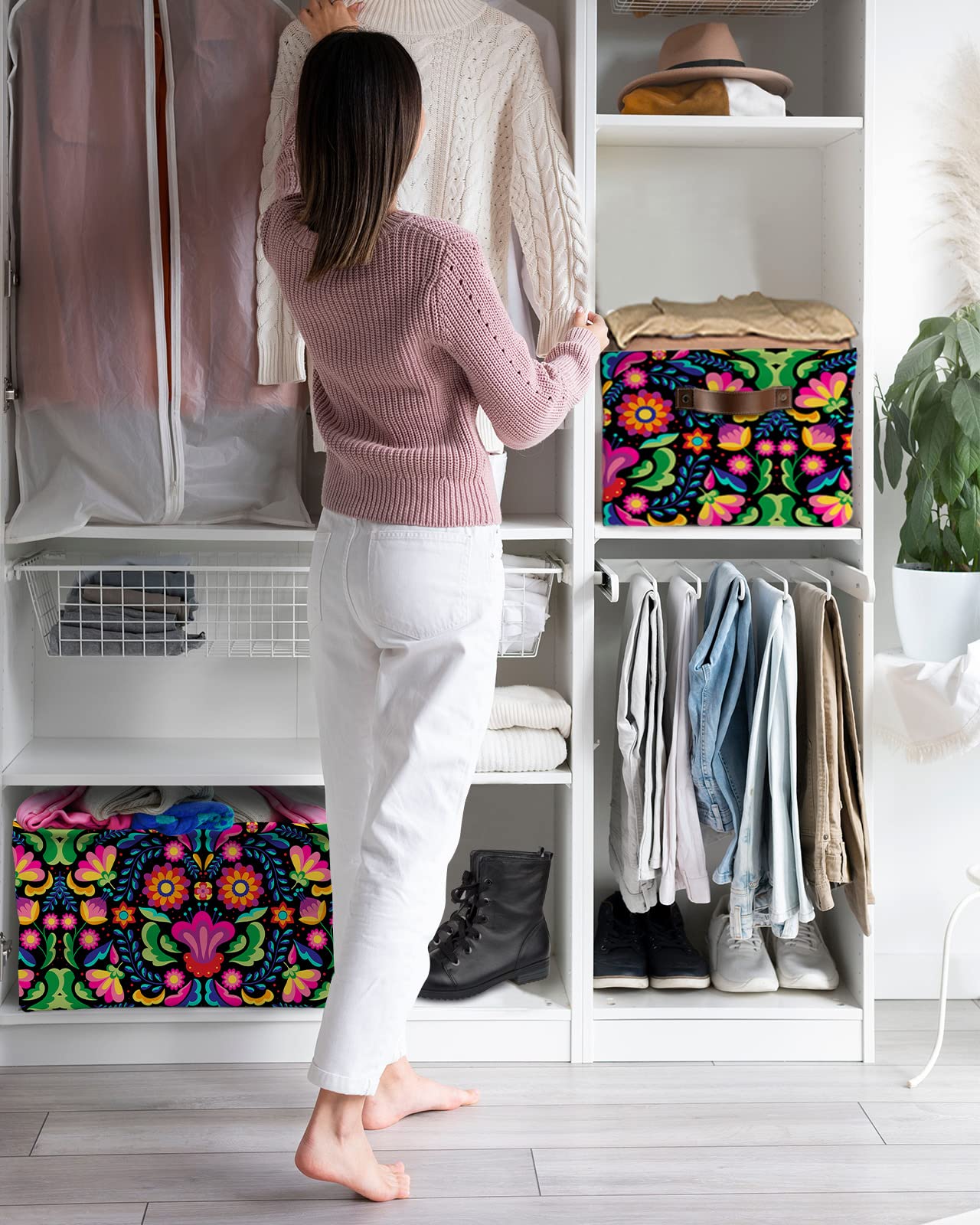 Mexican Floral Storage Bins Pattern