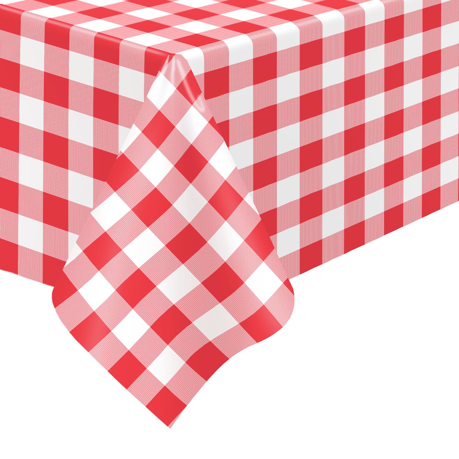 Snapklik.com : 2 Pack Red Gingham Tablecloth, 54 X 108 Inches Red And ...