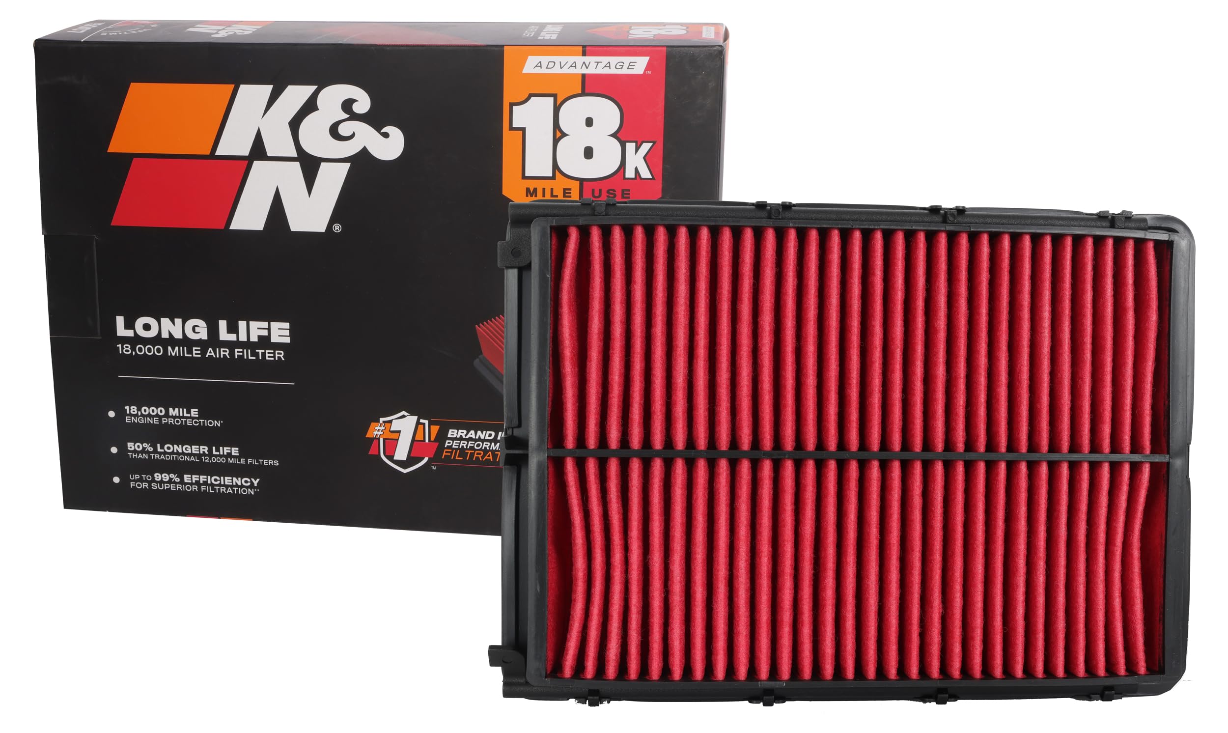 Amazon.com: K&N Engine Air Filter: Long Life 18,000 Mile Replacement ...