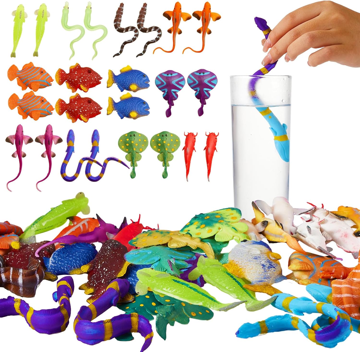 Amazon.com: Jenaai 24 Pcs Color Changing Sea Animal Toys Rubber Ocean ...