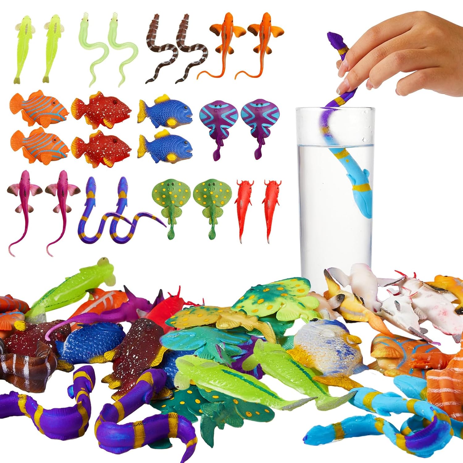 Buy Jenaai 24 Pcs Color Changing Sea Animal Toys Rubber Ocean Animals ...