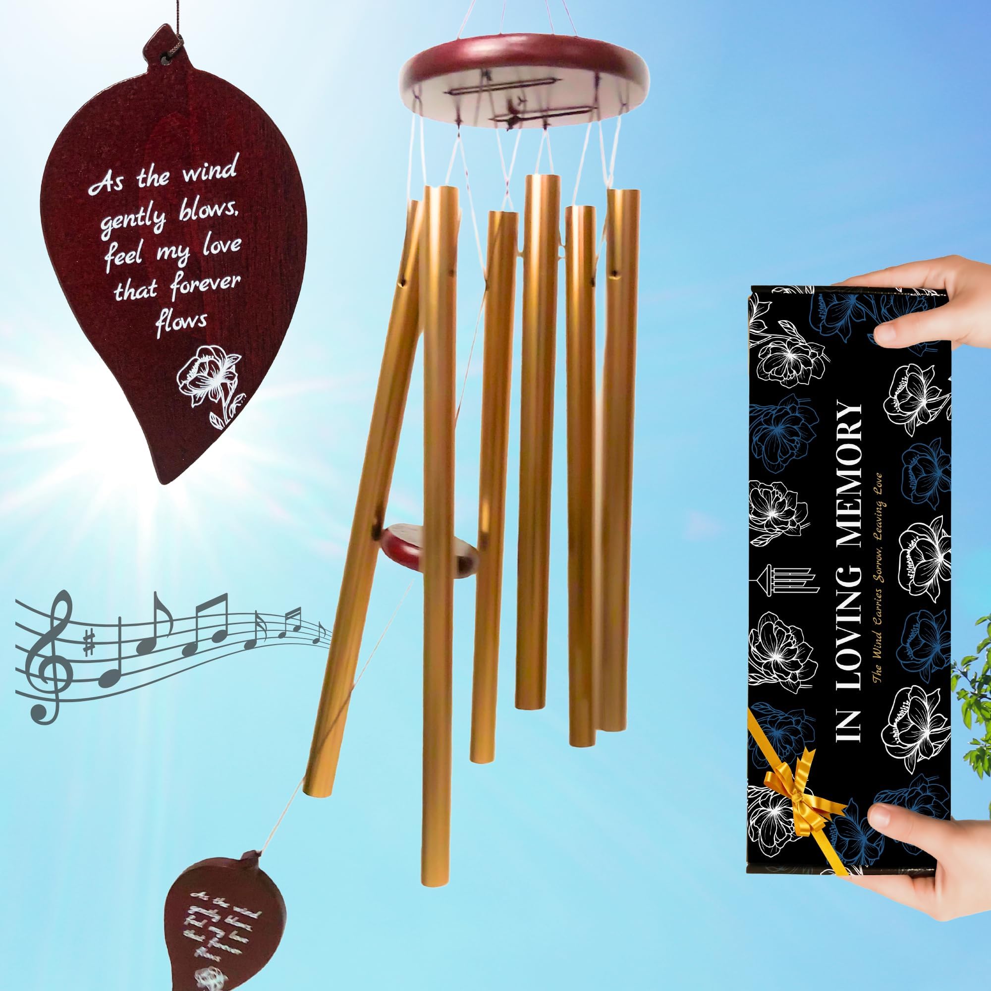 Amazon.com : Wind Chimes for Loss of Loved One in a Beautiful Gift Box ...