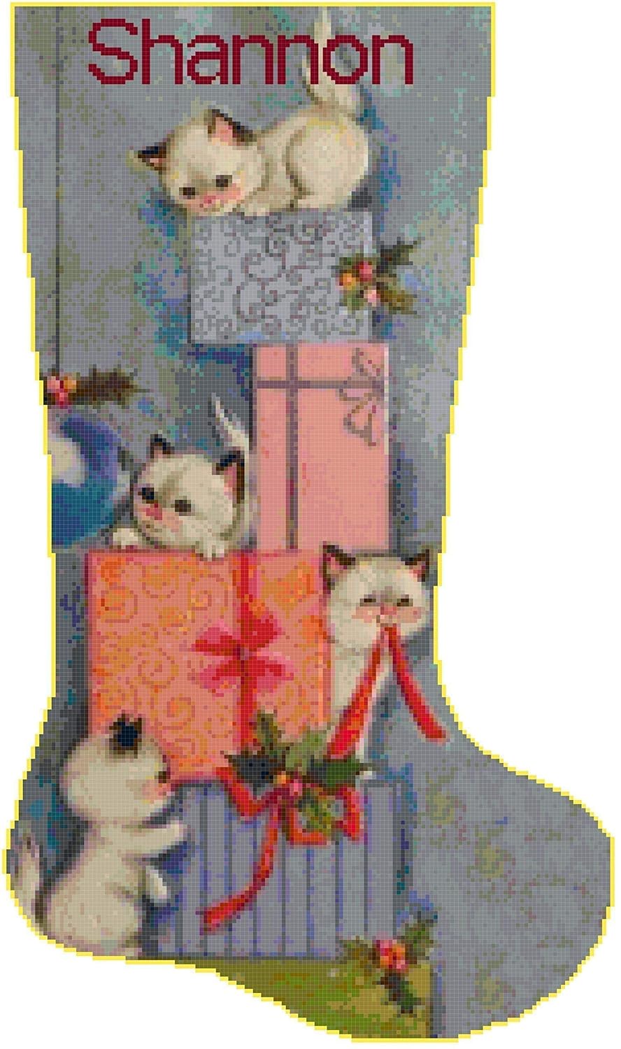 Amazon.com: Pattern Only Cross Stitch Christmas Stocking Siamese ...