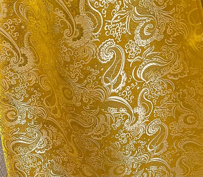 Amazon.com: Generic Yellow Gold Paisley Metallic Brocade Fabric 60 ...