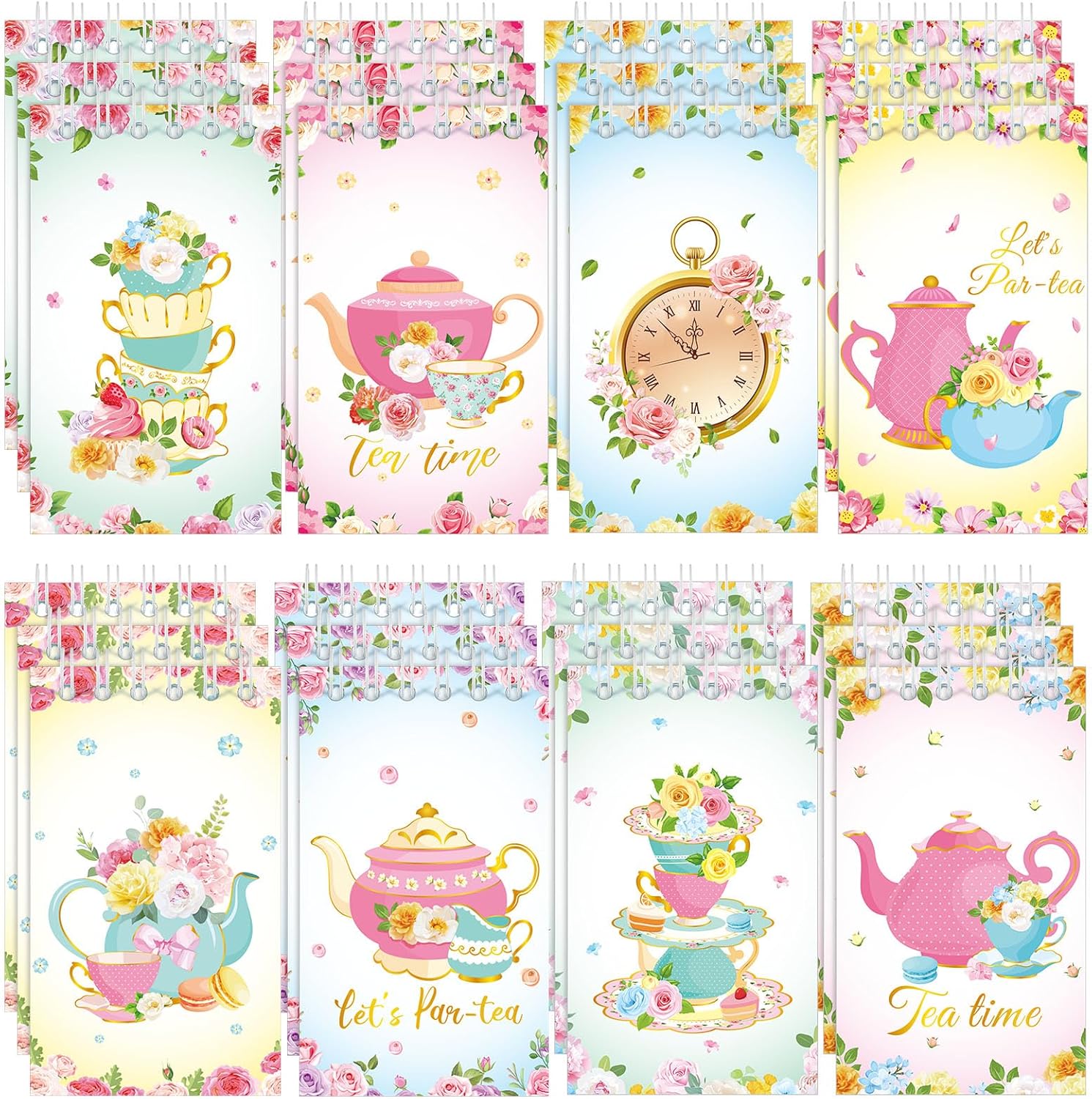 Amazon.com: Faccito 24 Pcs Mini Tea Notebook Floral Tea Mini Notepad ...
