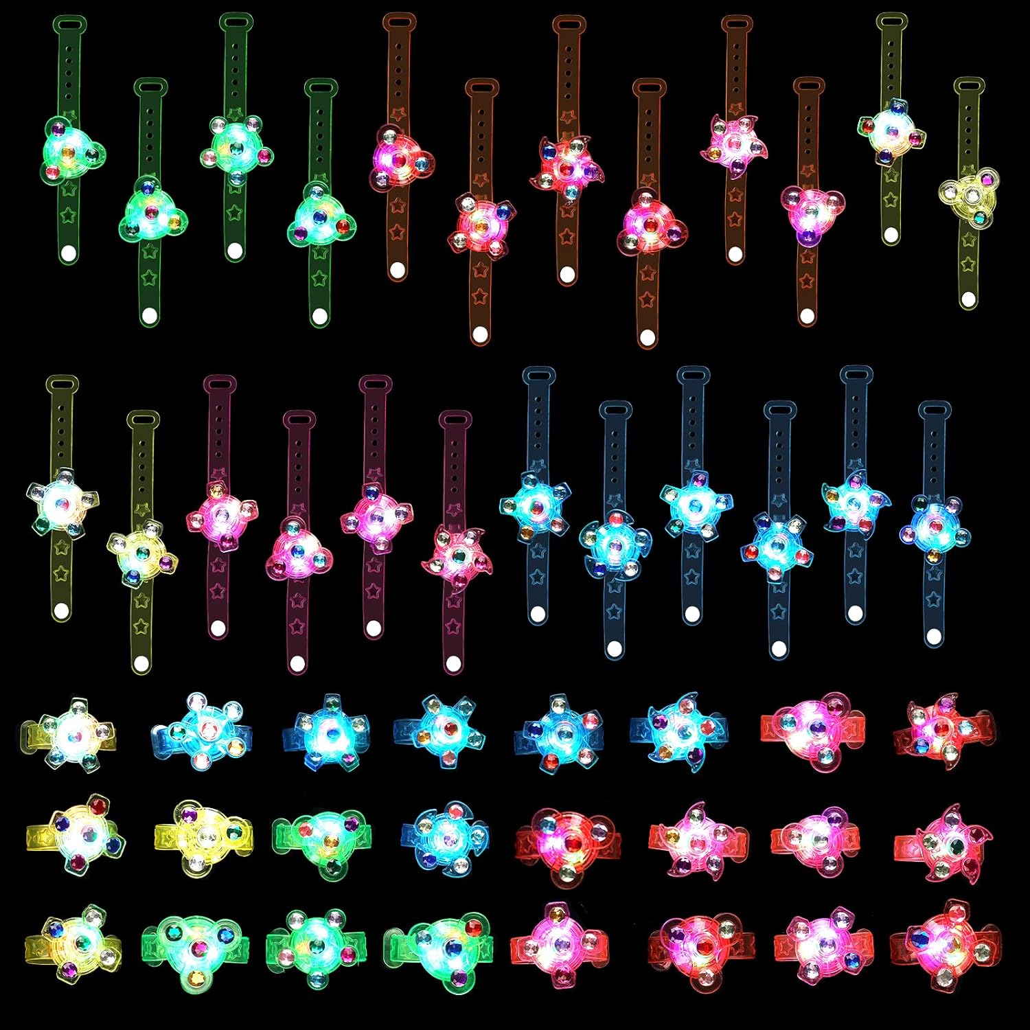 Amazon.com: 24pcs LED Light Up Fidget Whirling Spinner Wristbands ...