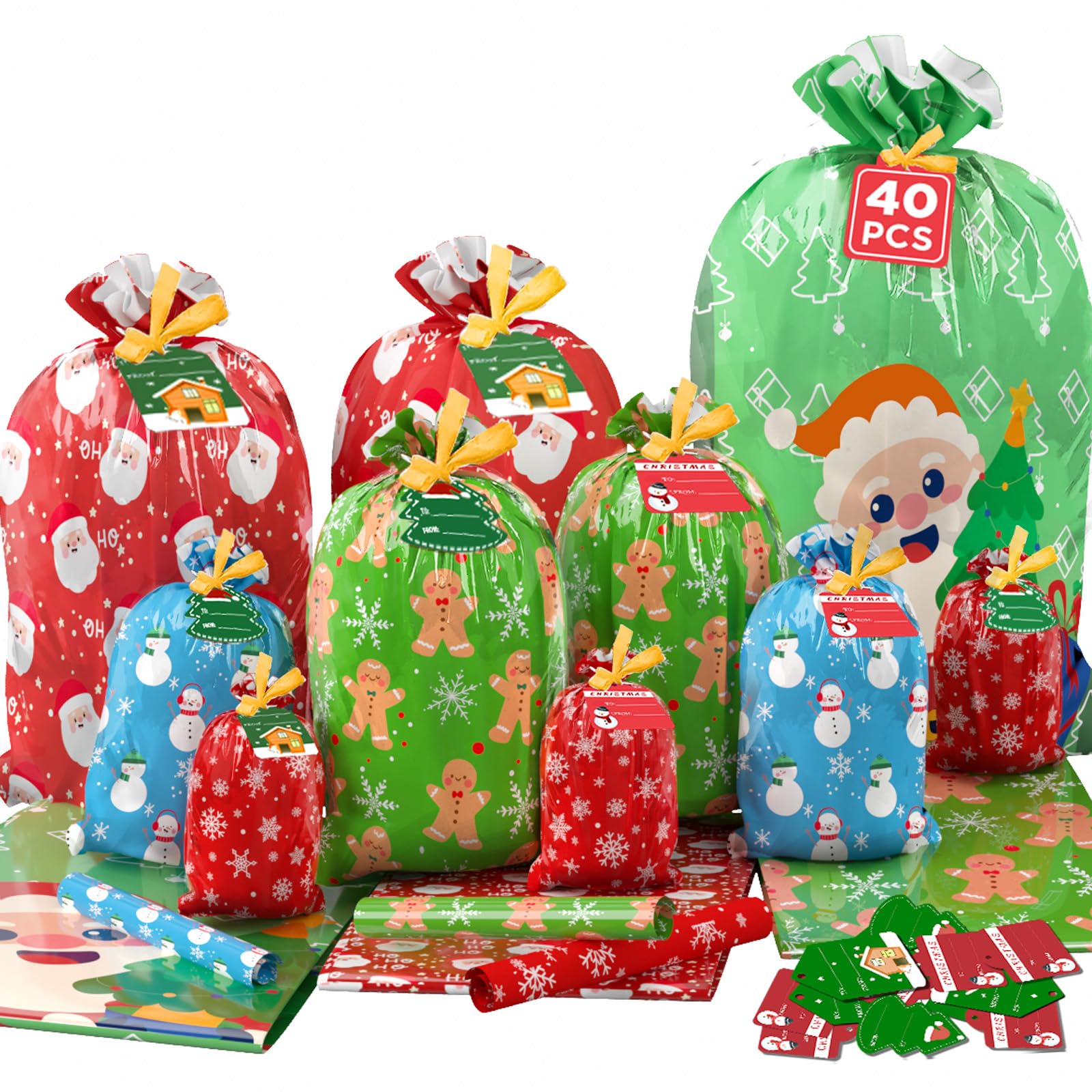Amazon.com: BlessedSeason 40PCS Christmas Gift Bags, 5 Styles Christmas ...