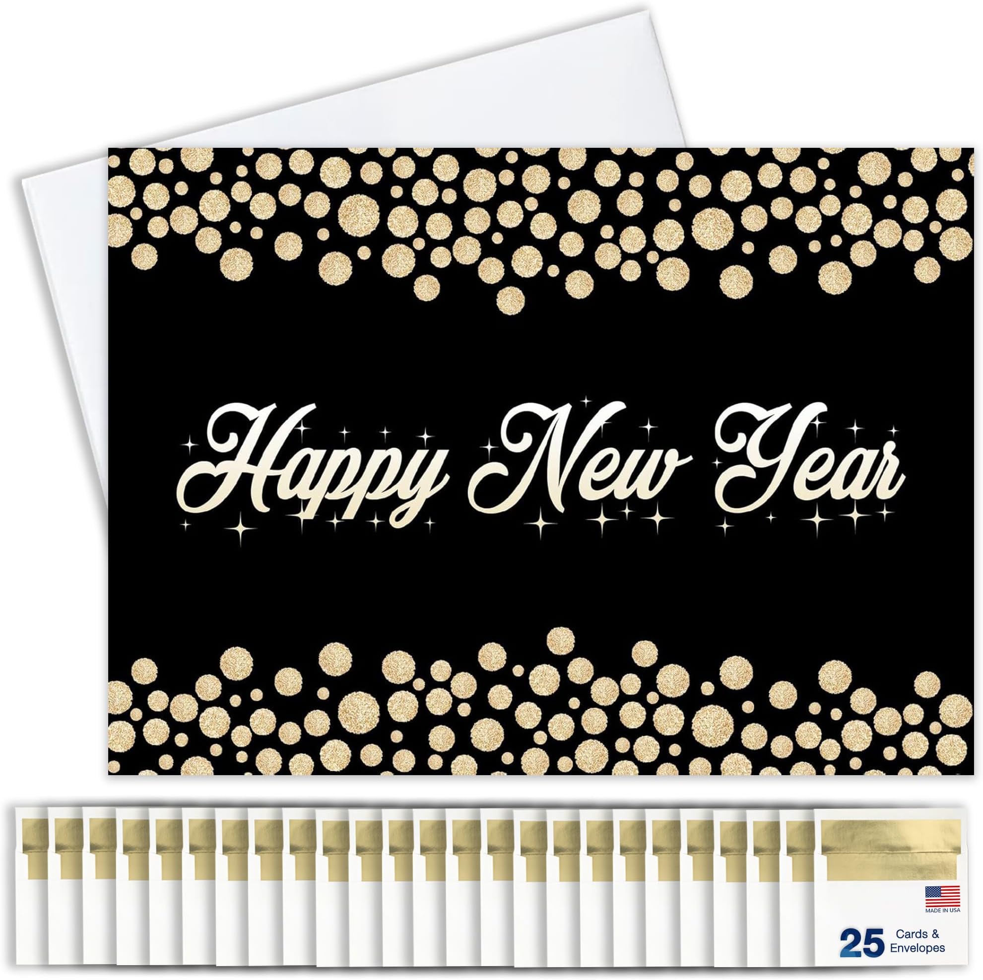 Amazon.com : New Years Cards for Business & Family (Golden Bubbles ...