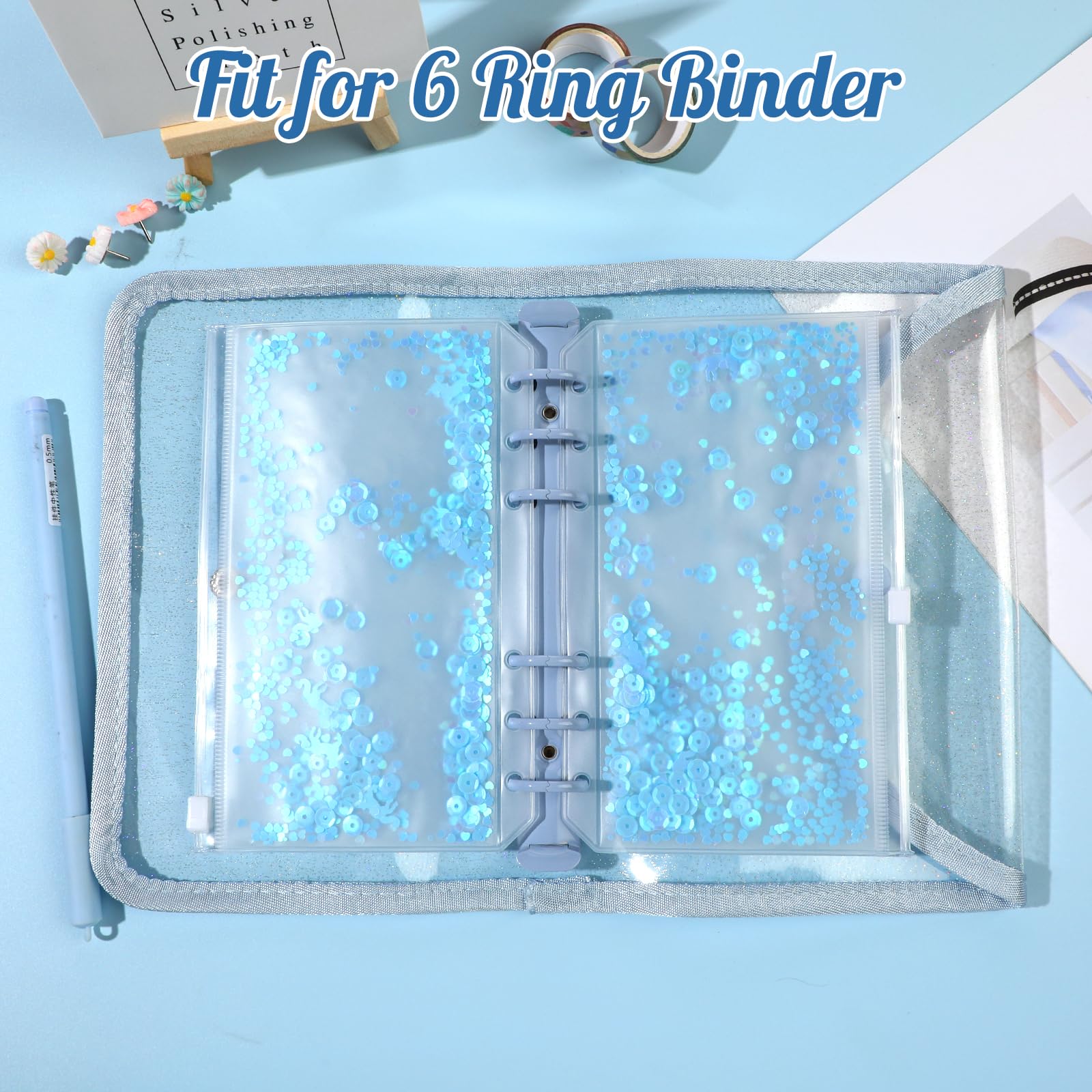 Snapklik.com : NEWEST 12 Pieces A6 Binder Pockets 6-Holes Cash Budget ...