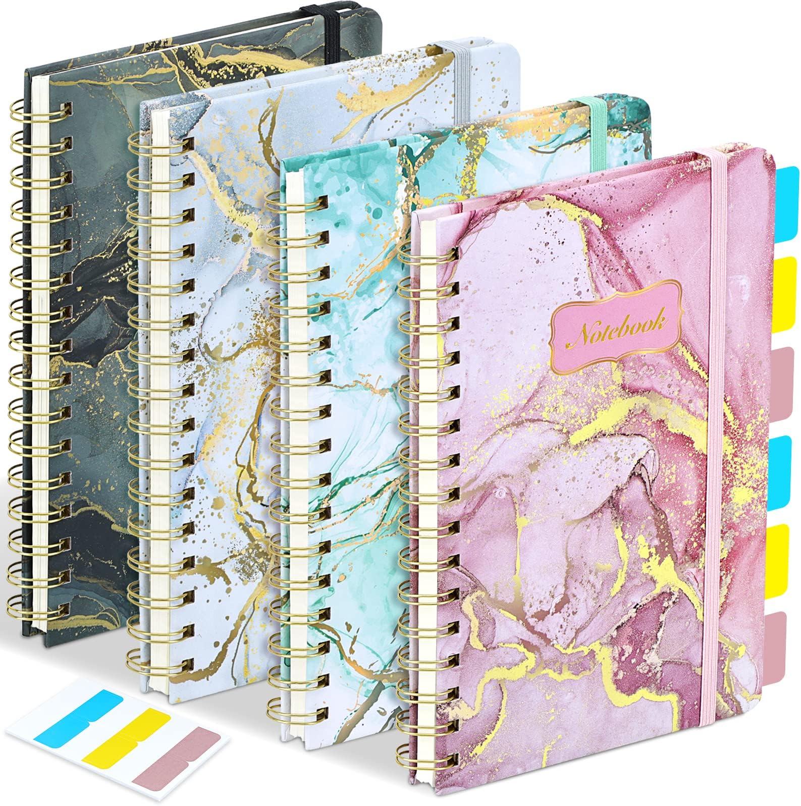 Amazon.com : EOOUT 4pcs A5 Spiral Notebooks, Hardcover Spiral Journals ...